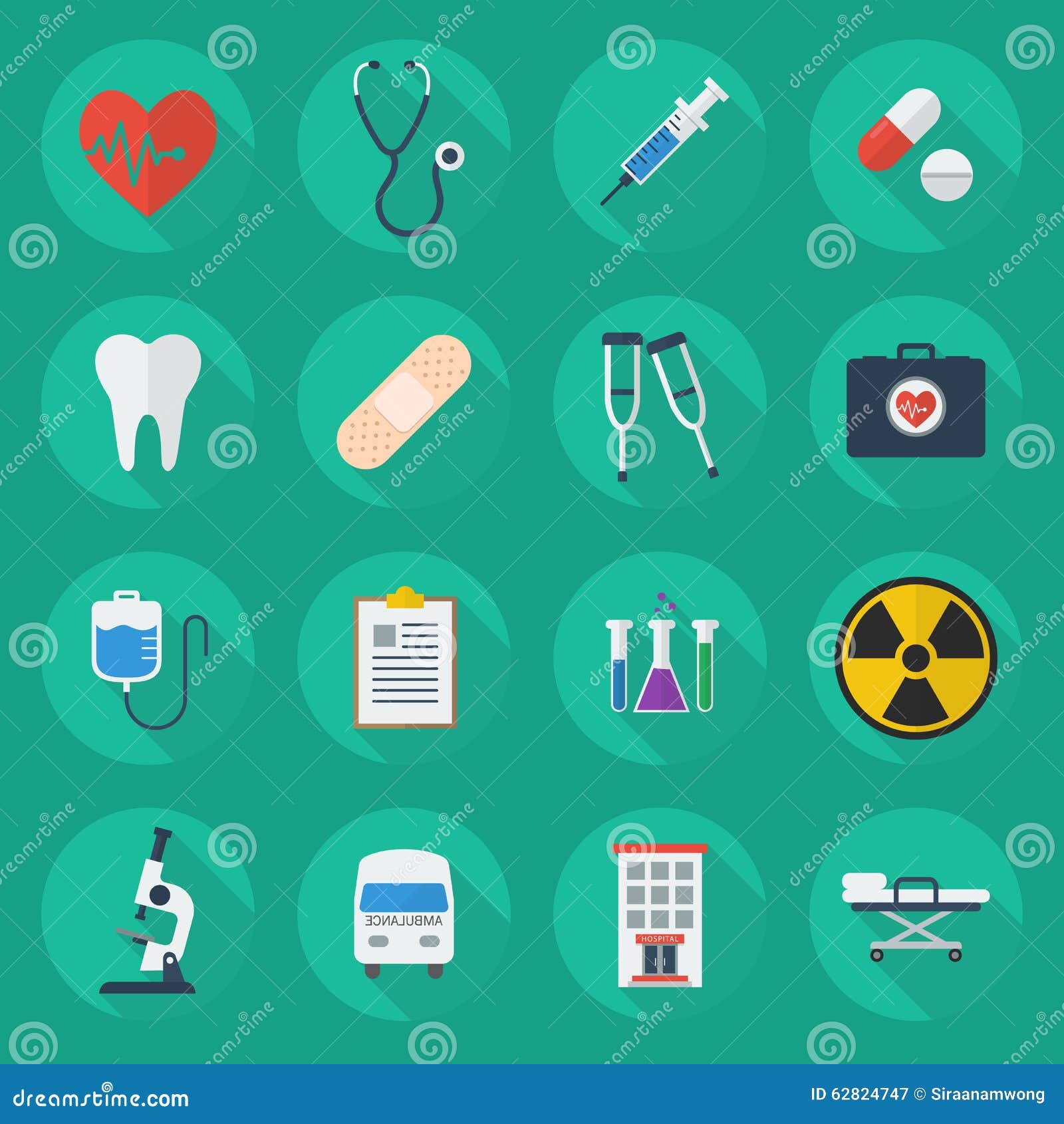 Medical Flat Icon Set stock vector. Illustration of icon - 62824747