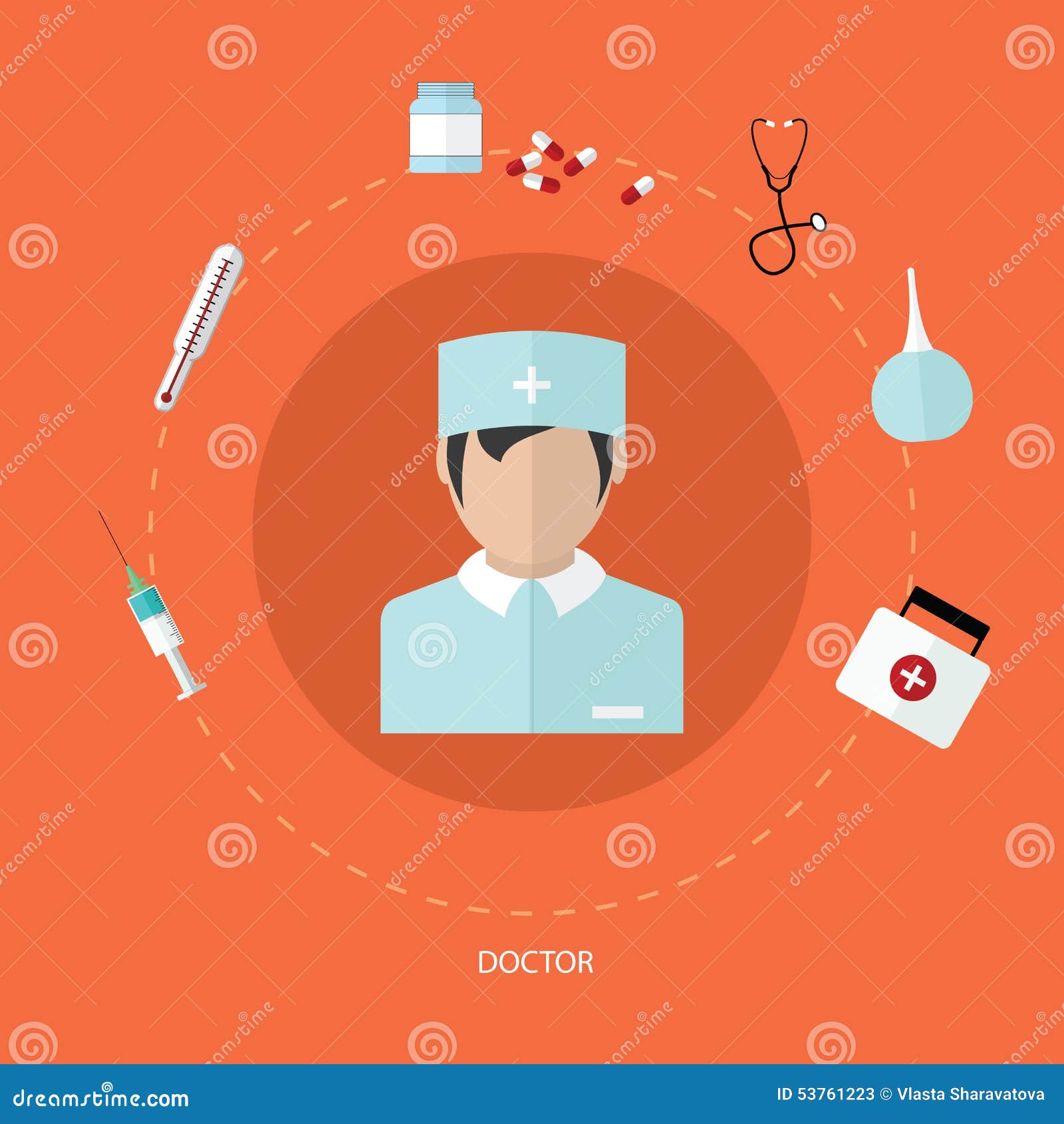 Medical Flat Icon Set with Doctor, Vector Design Stock Vector ...