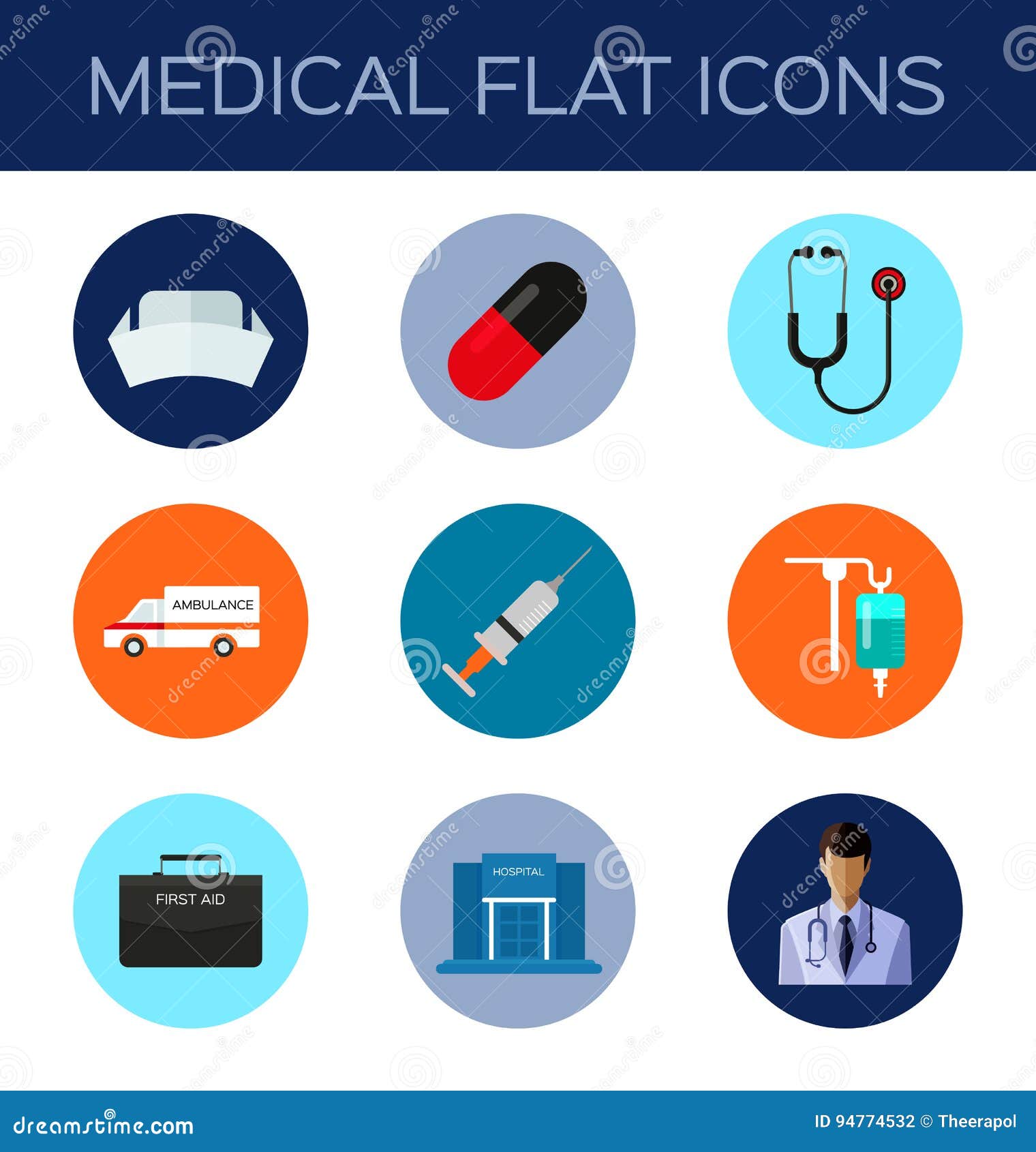 Medical flat icon stock illustration. Illustration of doctor - 94774532