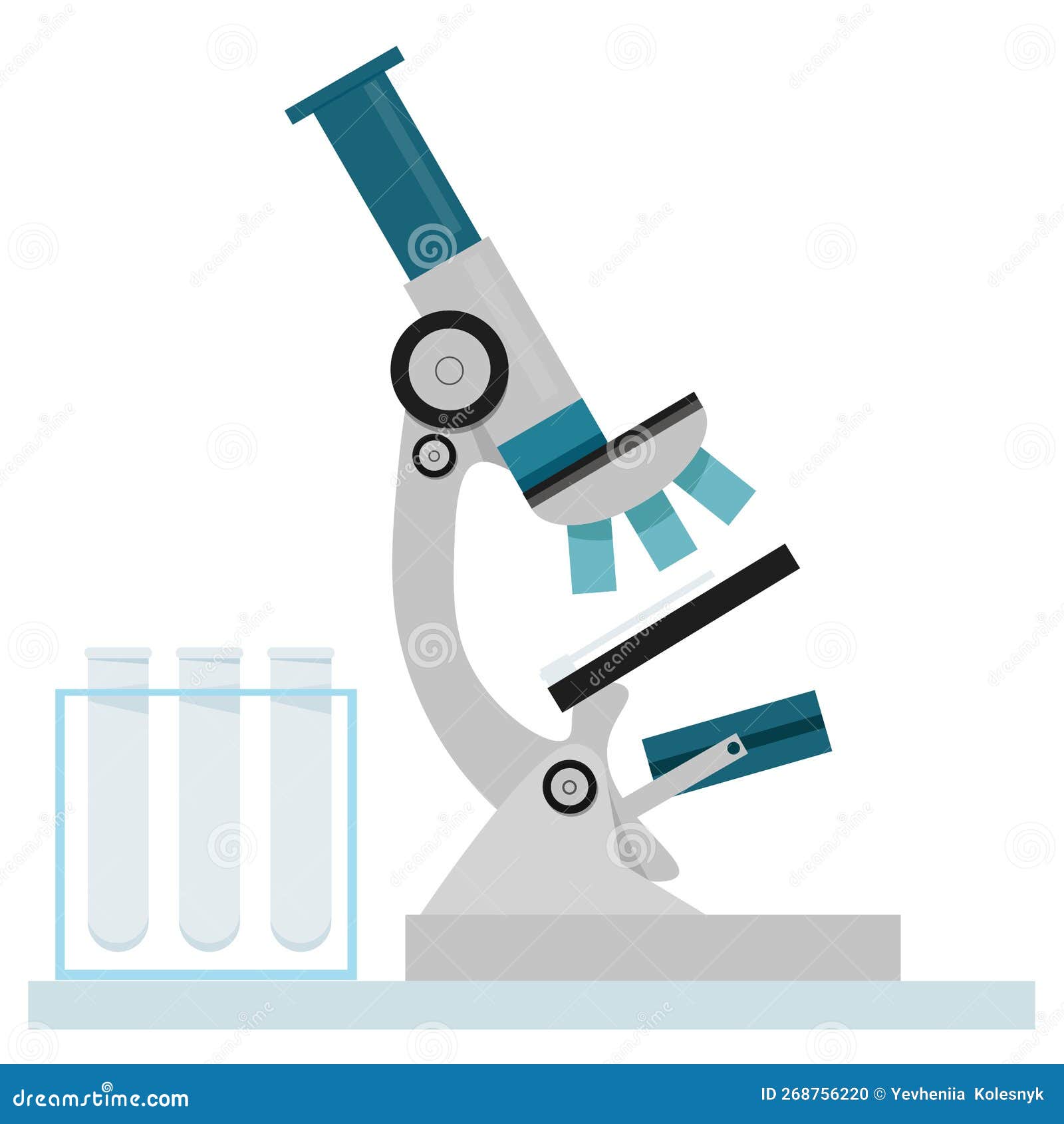 Medical Flat Illustration of Microscope Stock Vector - Illustration of ...