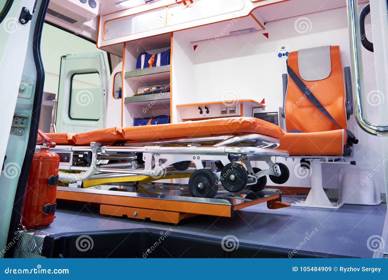 Medical Wheeled Stretcher for Patients in Ambulance Stock Image - Image ... Medical Wheeled Stretcher for Patients in Ambulance Stock Image - Image ...