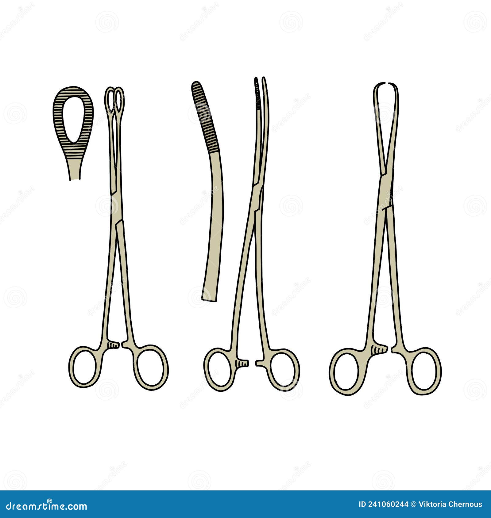 Medical Forceps Isolated Cartoon Set Icon. Vector Illustration Surgical ...