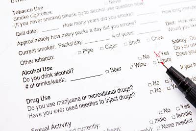 Medical form - alcohol use stock image. Image of form - 28319359