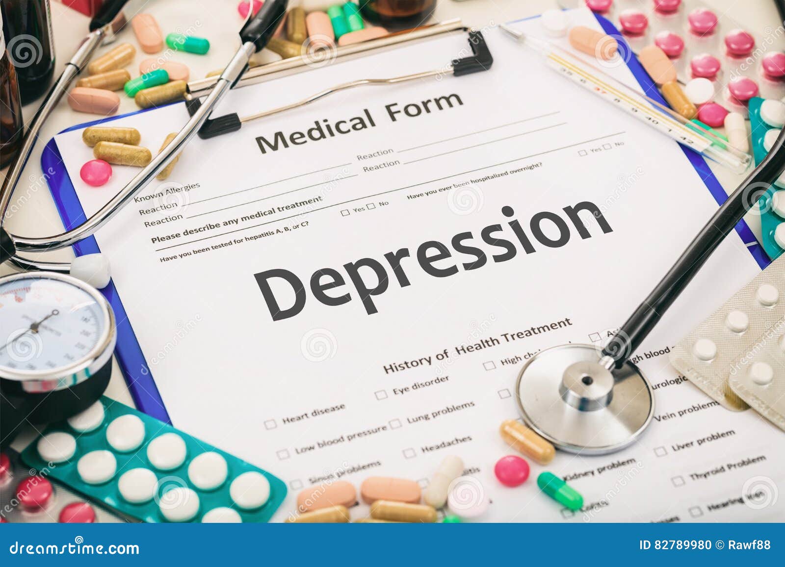 Medical Form, Diagnosis Depression Stock Photo - Image of medical, note ...