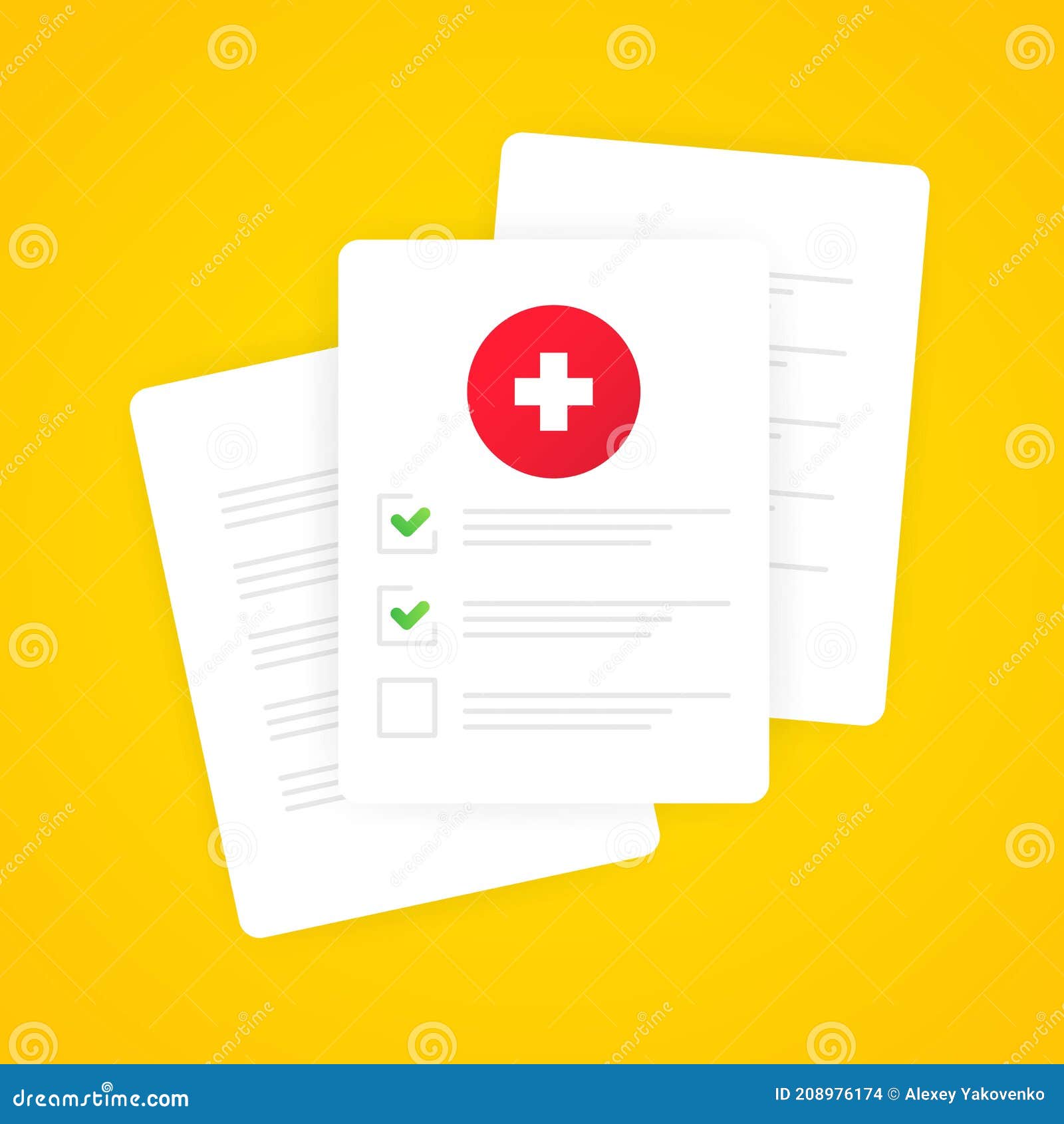 Medical Form List with Results Data and Approved Check Mark Vector ...