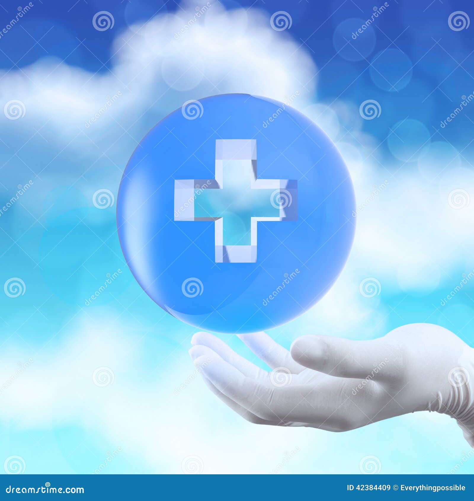 Medical Hand with Globe Select on First Aid Sign Stock Image - Image of ...