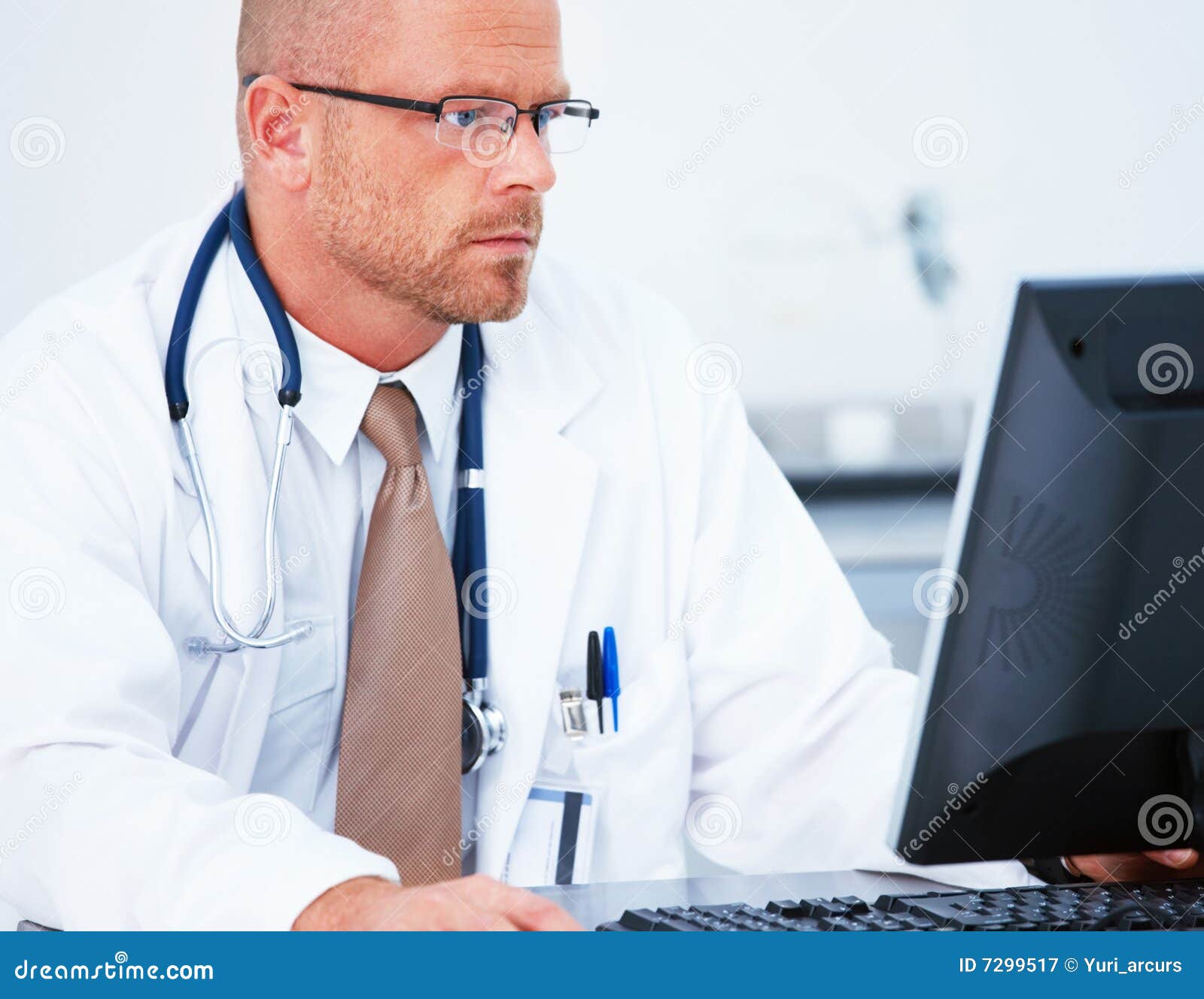 Medical - Handsome Doctor Using Computer Stock Image - Image of mature ...