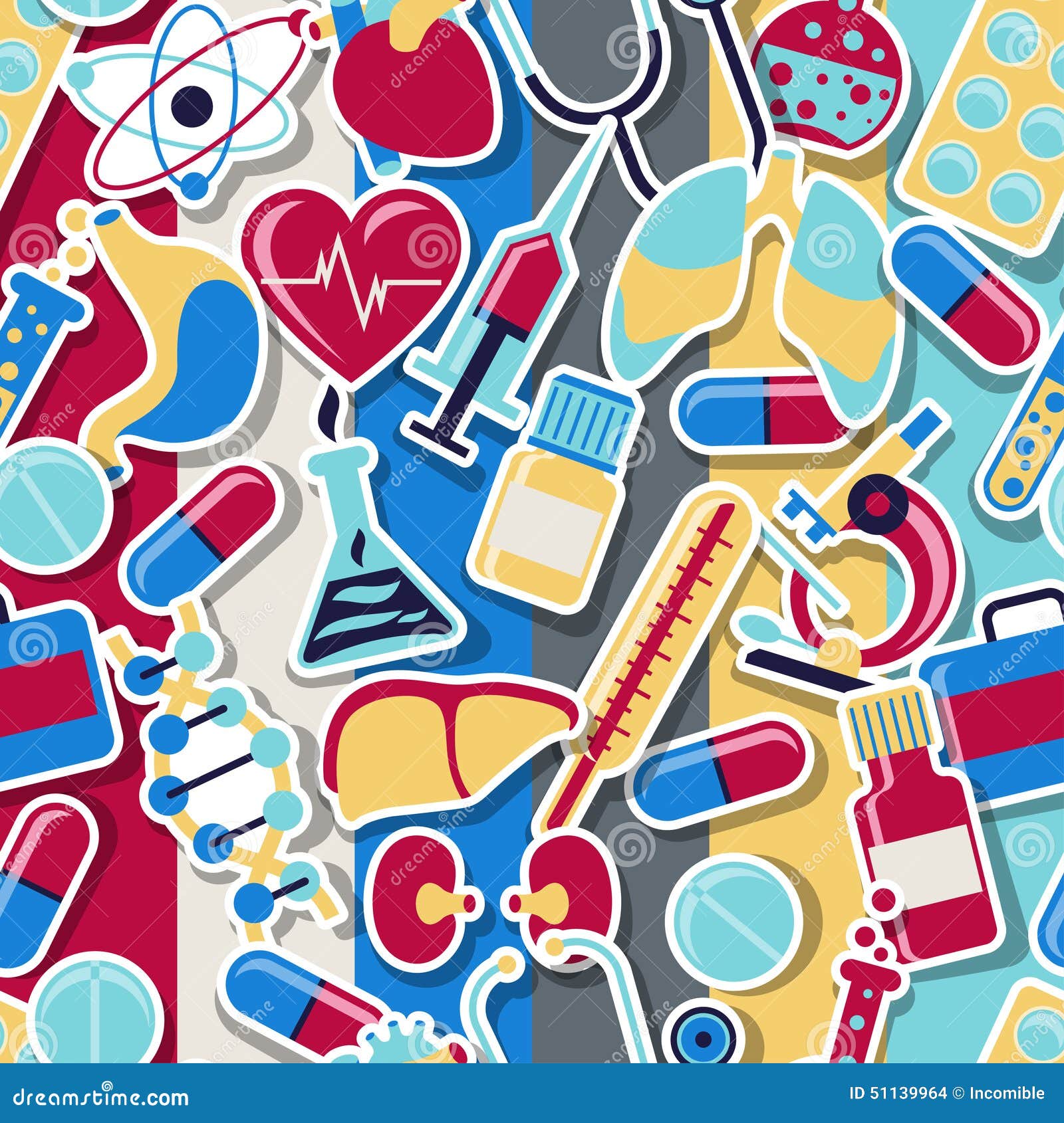 Medical and Health Care Seamless Pattern Stock Vector - Illustration of ...