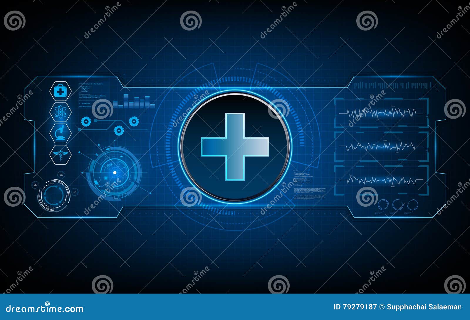 Medical Health Care Tech Hud Ui Virtual Sci Fi Concept Background ...