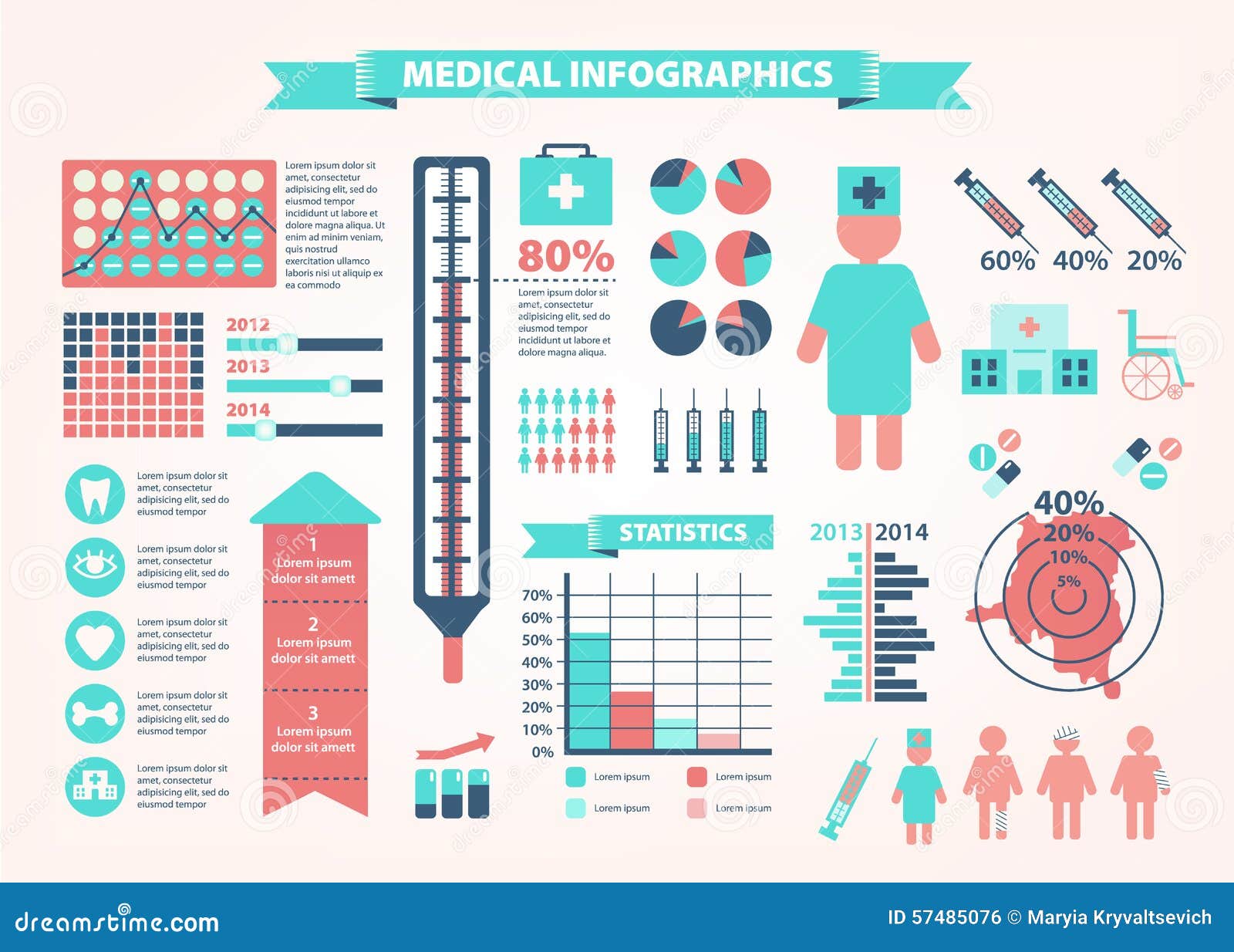 Medical, Health Icons and Data Elements Stock Vector - Illustration of ...