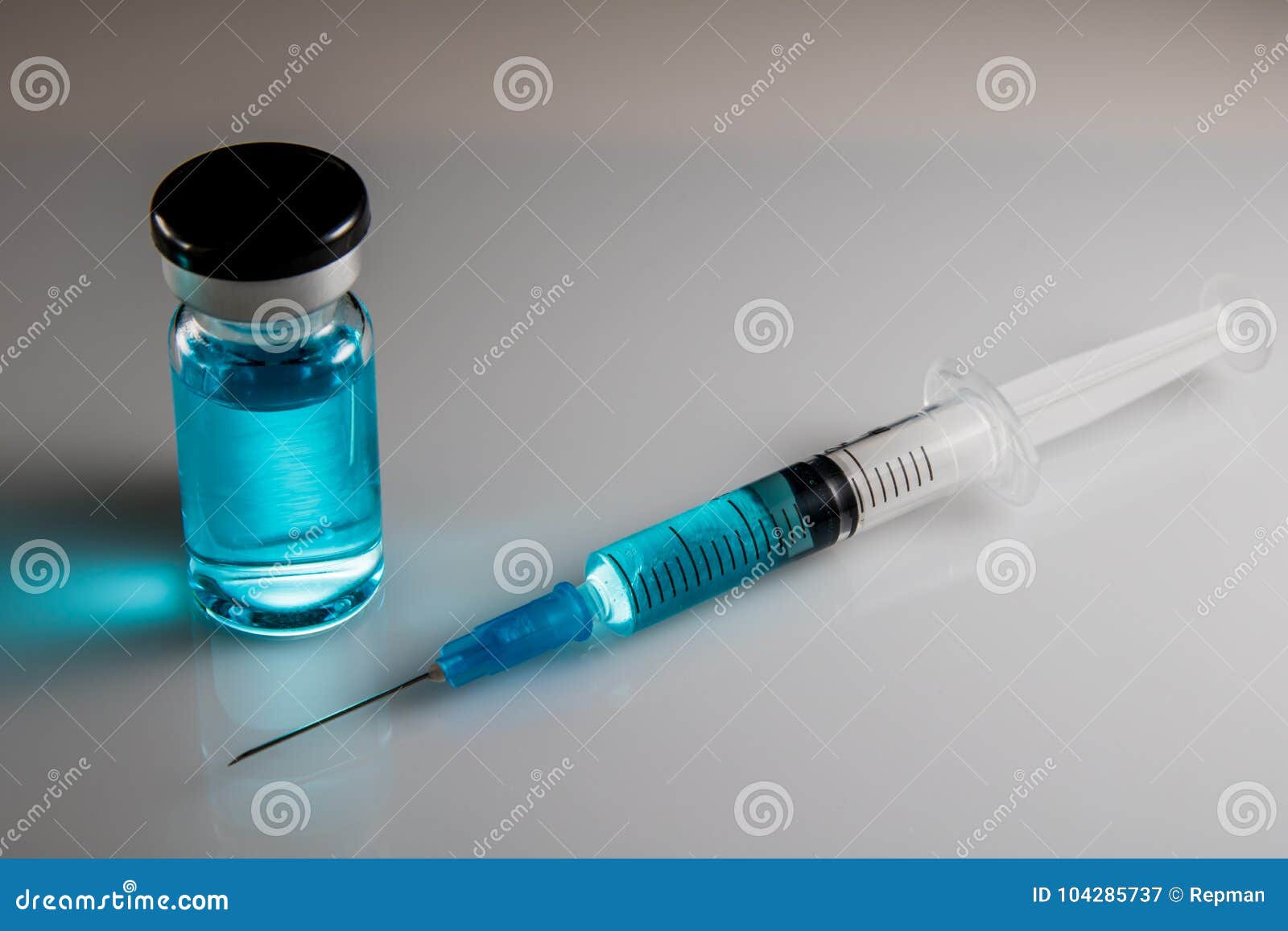 Medical Hypodermic Syringe in Blue Colour. Stock Image - Image of ...