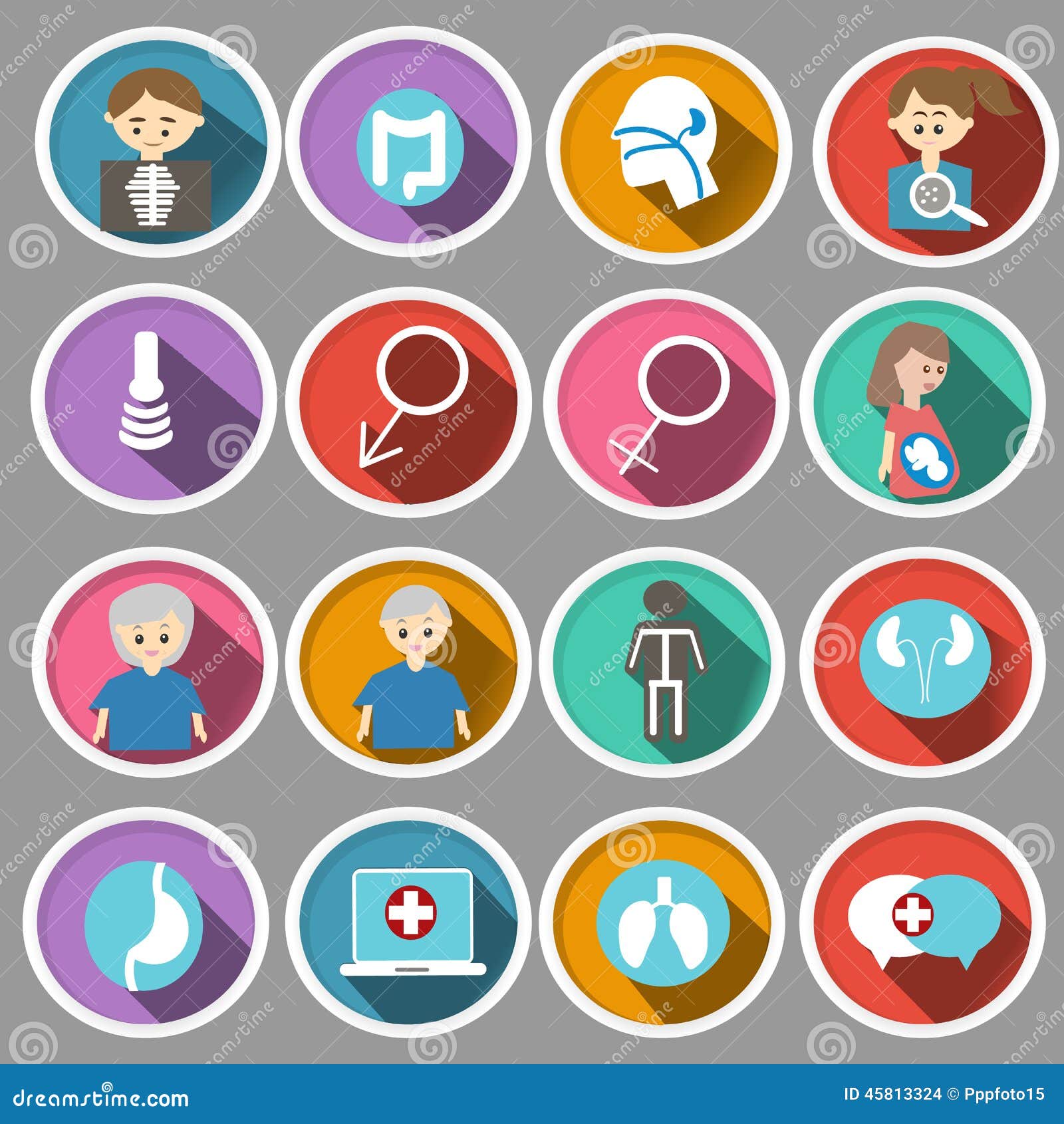 Medical Icon in Flat Design Stock Vector - Illustration of neurology ...