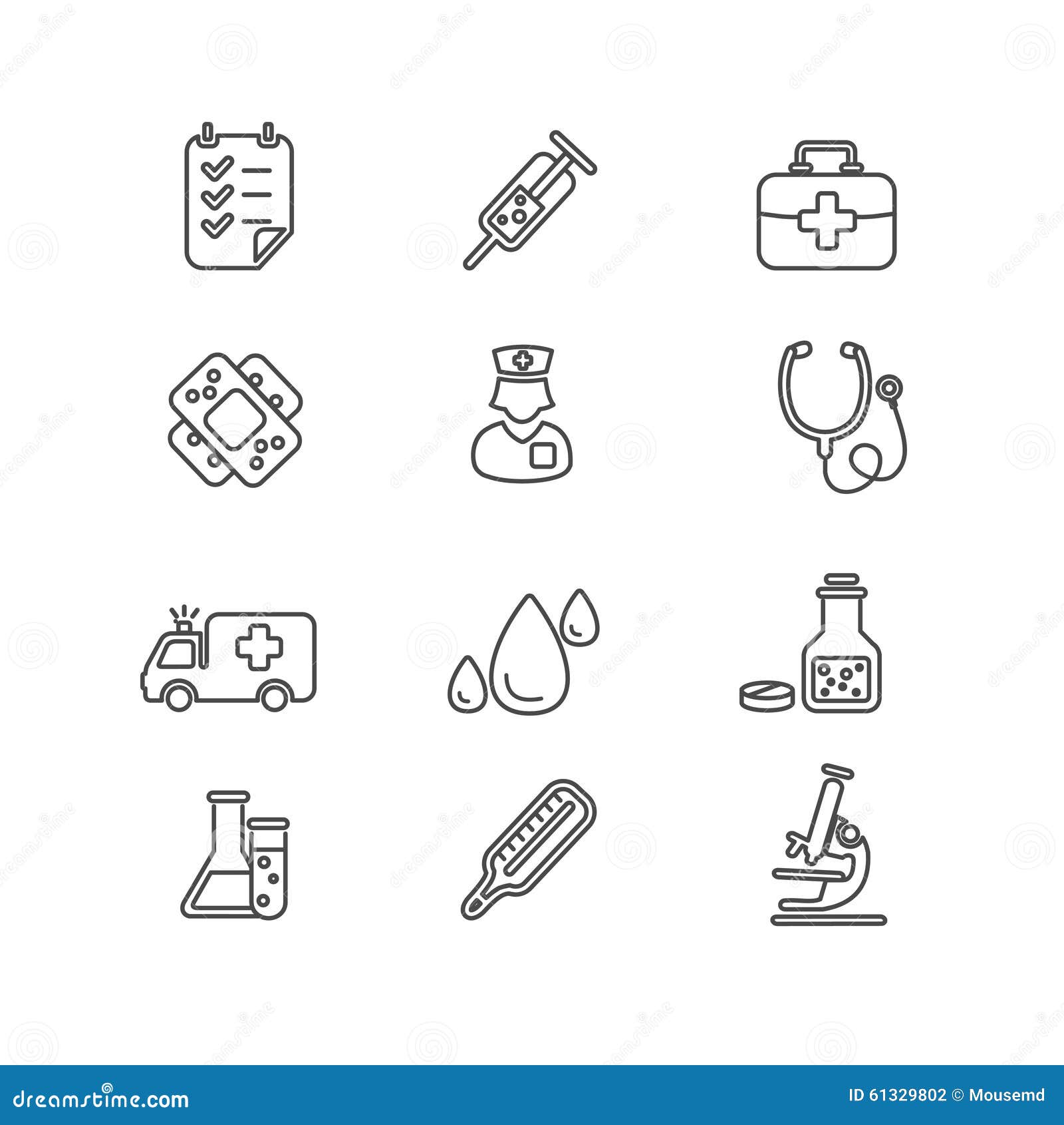Medical Icon Outline Set. Vector Stock Vector - Illustration of clinic ...