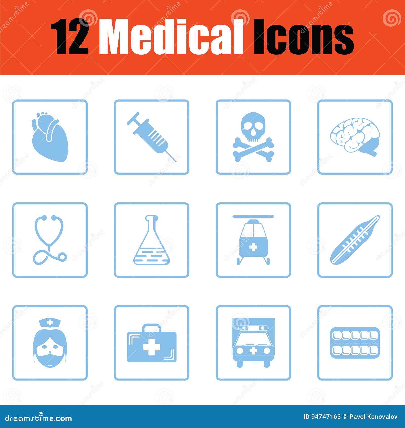 Medical icon set stock vector. Illustration of blue, flat - 94747163