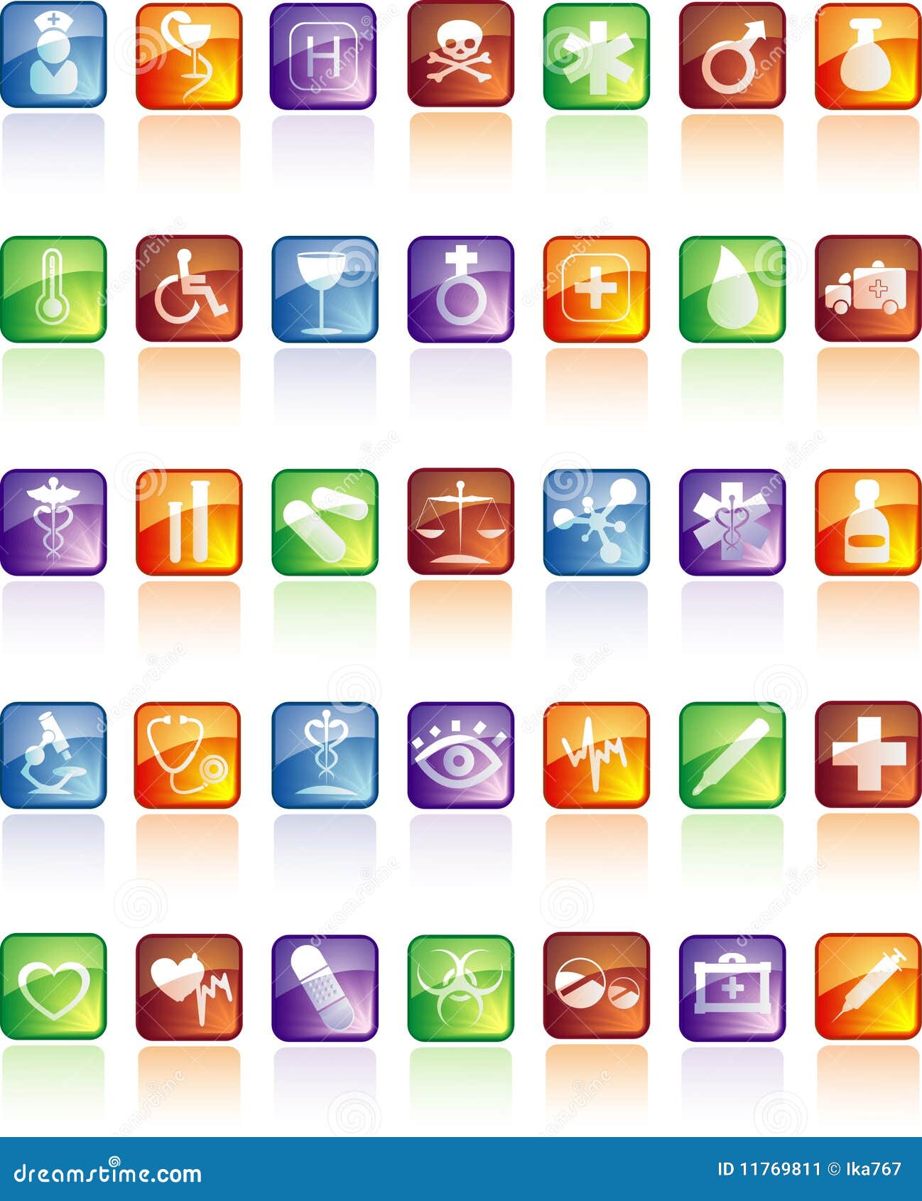 Medical Icon Set with Reflection Stock Vector - Illustration of ...