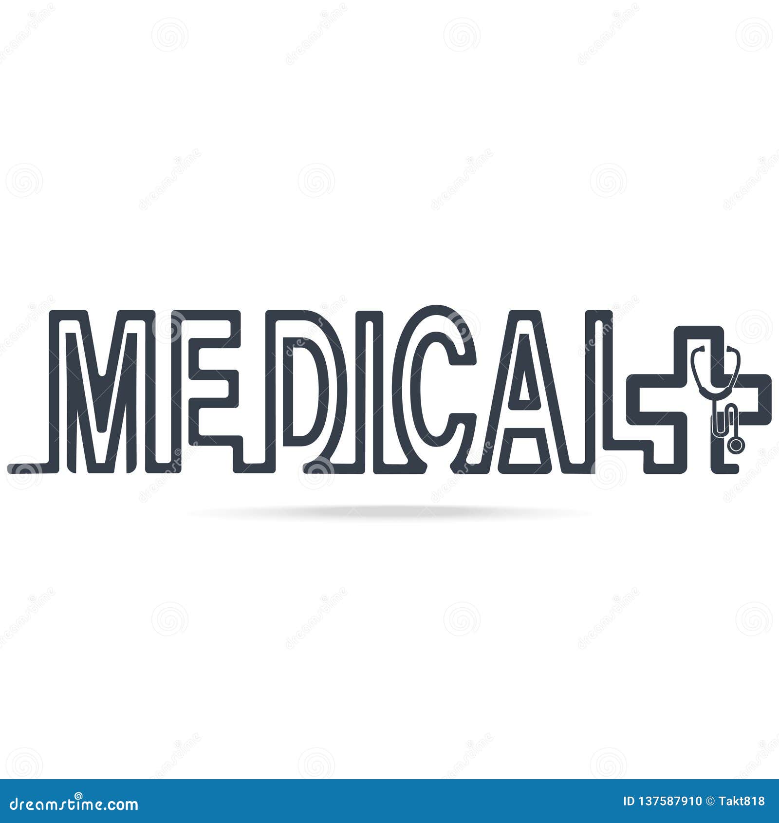 Medical Icon, Text and Stethoscope Line Style Icon Stock Vector ...