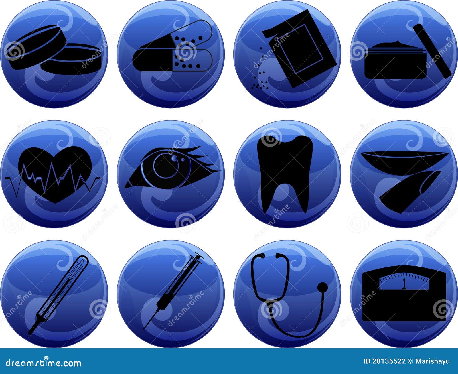 Medical icons on buttons stock illustration. Illustration of icon ...