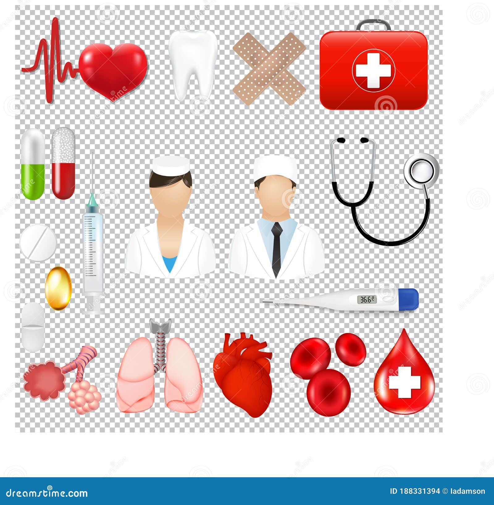Medical Icons and Equipments Tools Transparent Background Stock Vector ...