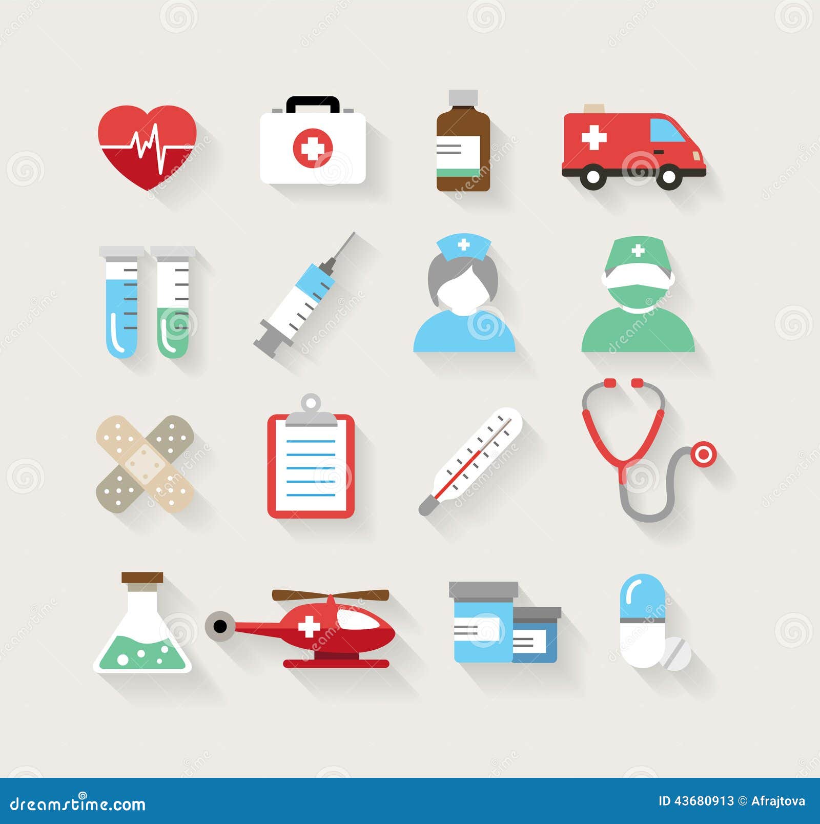 Medical Icons in Flat Design Style Stock Vector - Illustration of ...