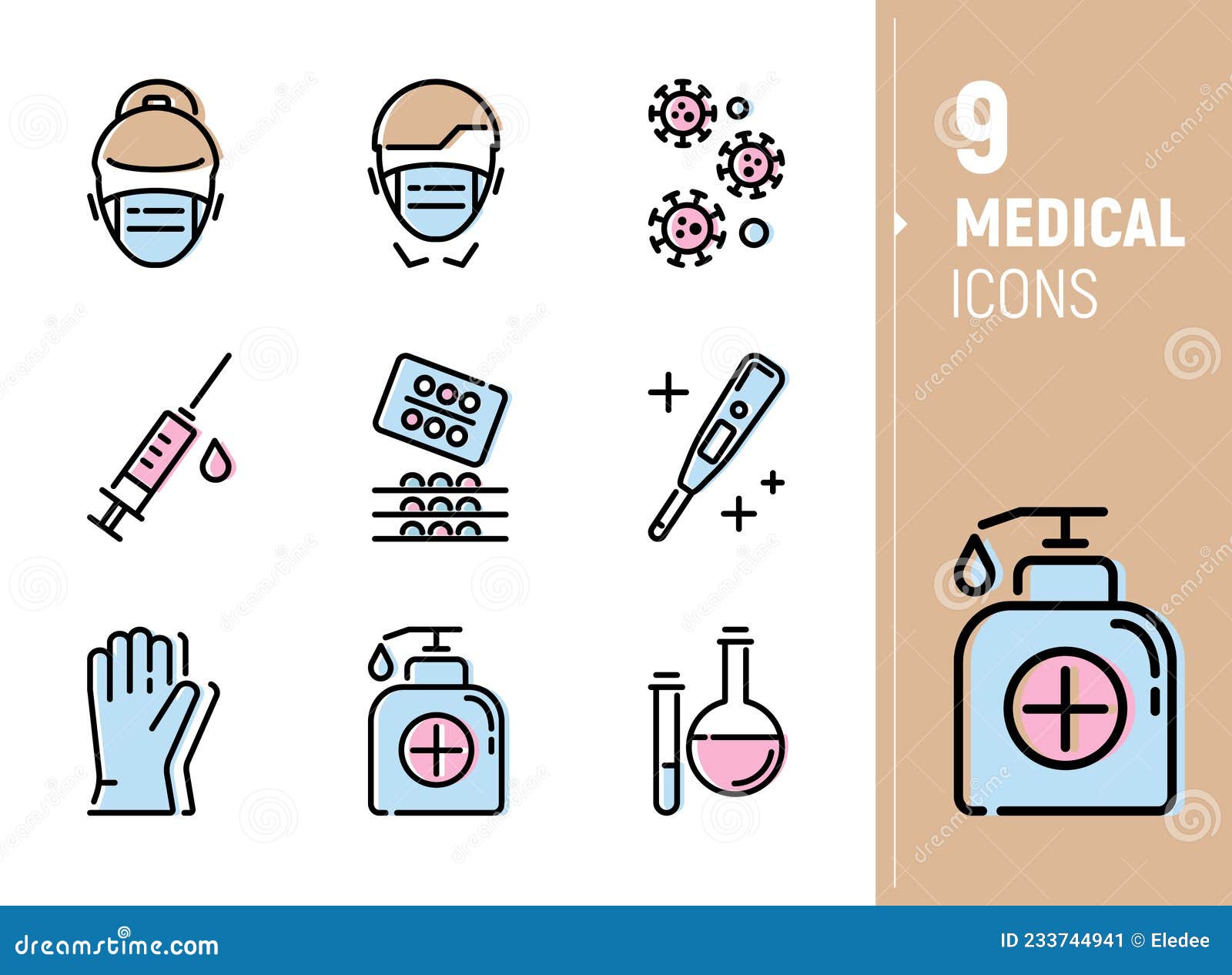 9_medical_icons_set stock vector. Illustration of syringe - 233744941