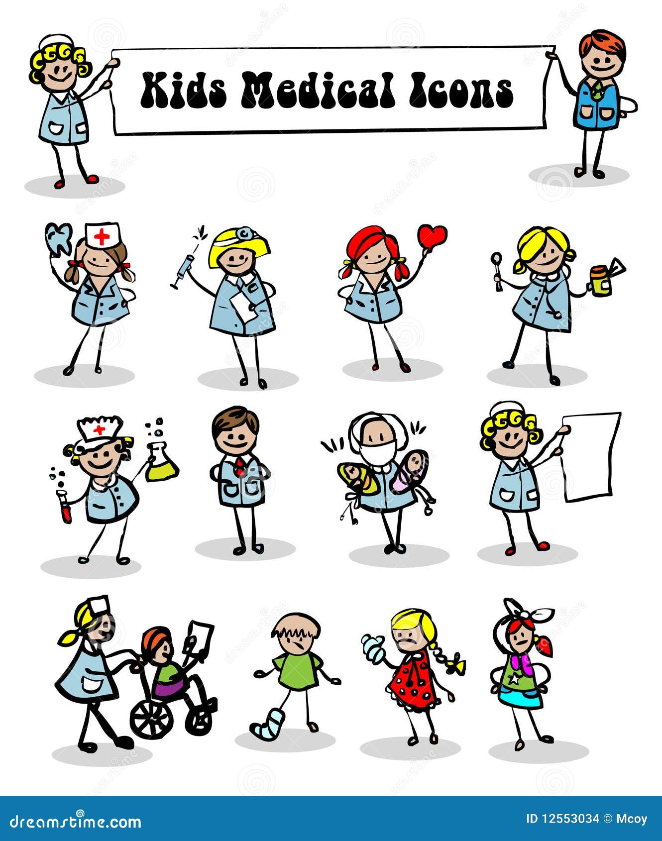 Kids On Medical Check-Up With Female Pediatrician Doctors Doing ...