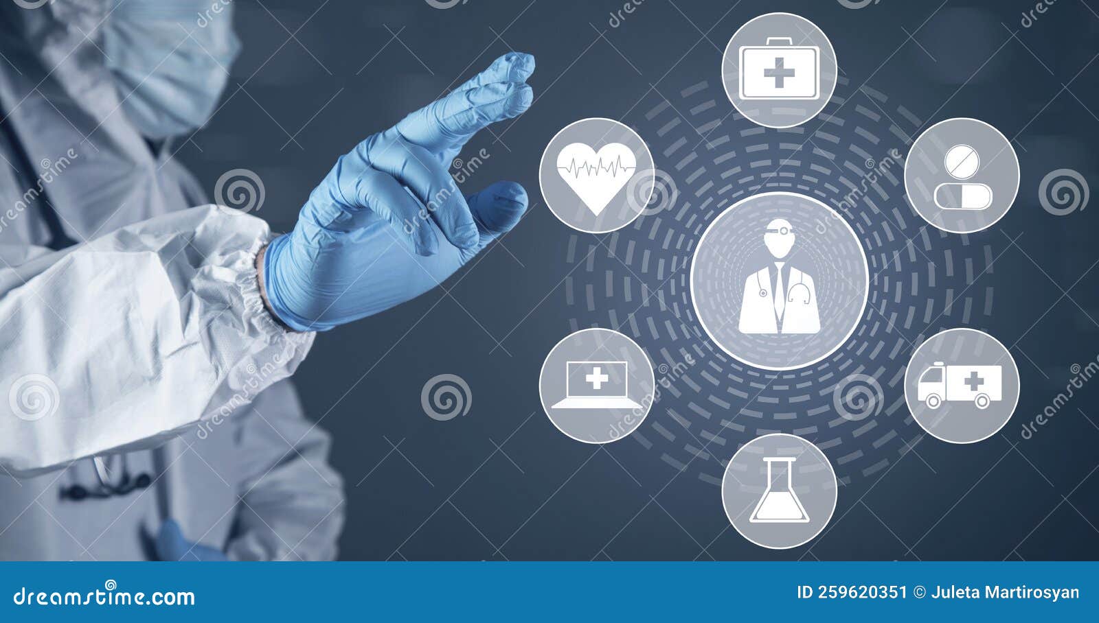 Medical Icons on a Virtual Screen Stock Image - Image of clicks, clinic ...