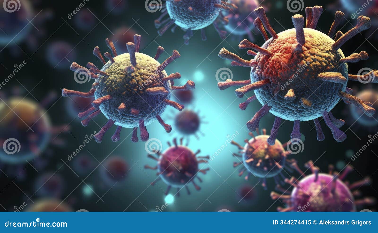 Medical Illustration of Viruses Microscopic View 3d Graphics Style ...