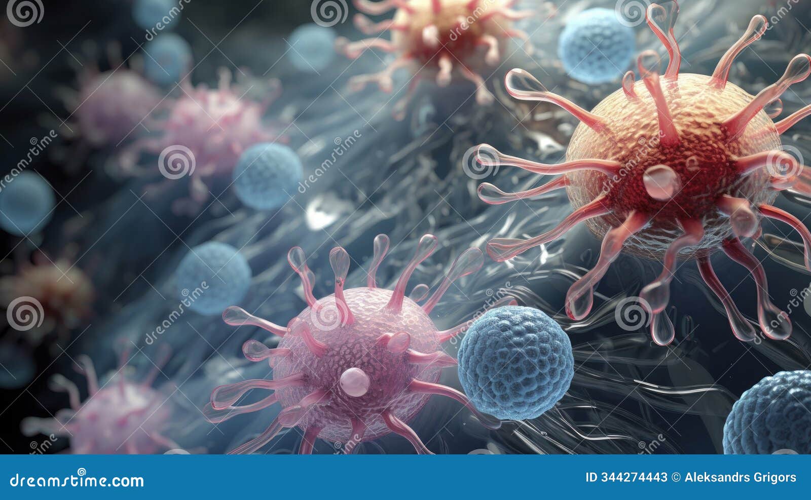 Medical Illustration of Viruses Microscopic View 3d Graphics Style ...