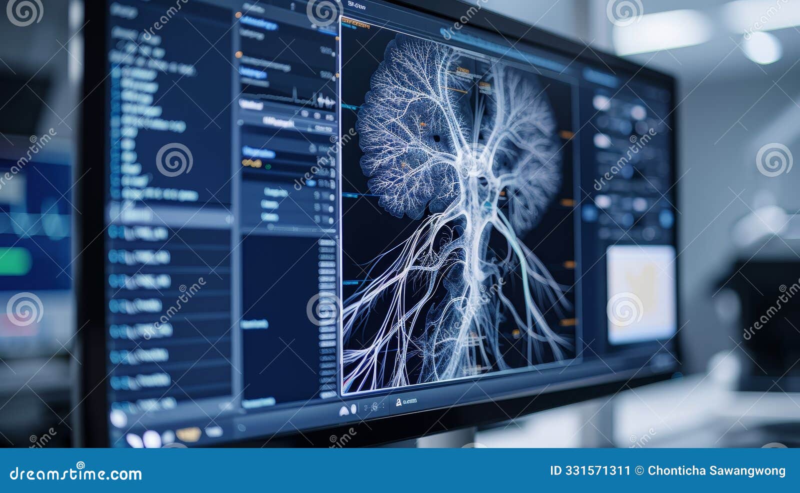 Medical Imaging Scan of a Nervous System Displayed on a Computer Screen ...
