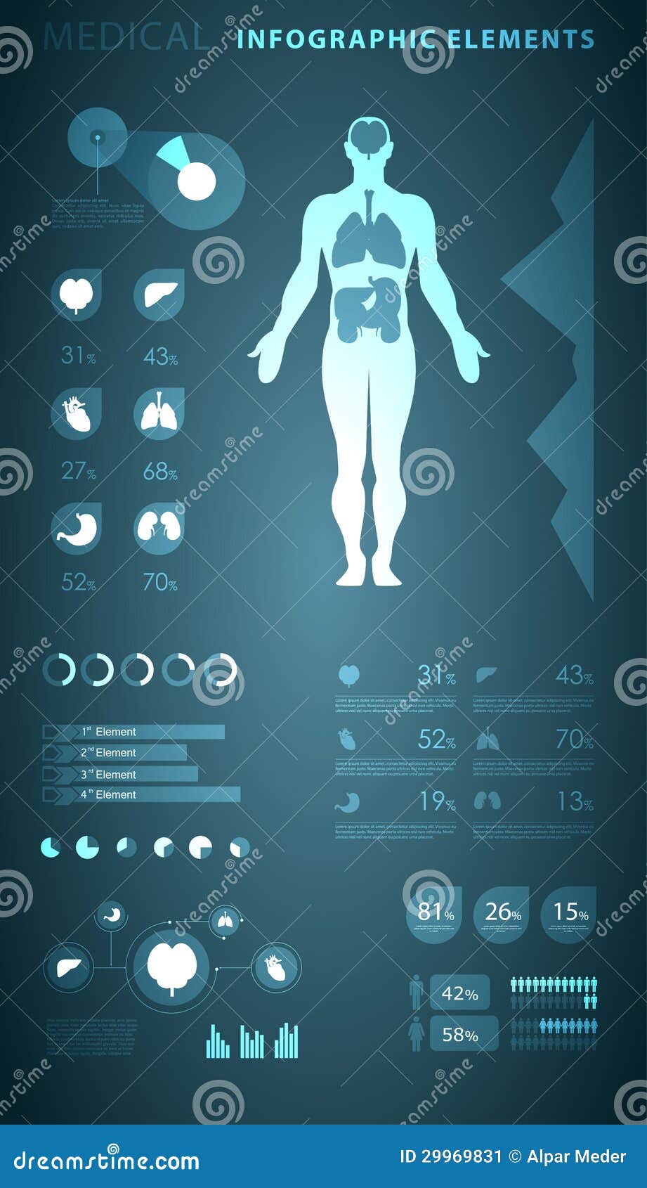 Medical Infographic Elements With Doctor And Patients Treatments And ...