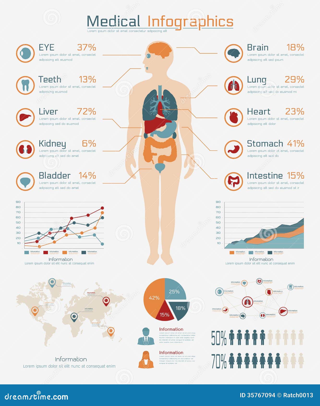 Medical infographic stock vector. Illustration of element - 35767094