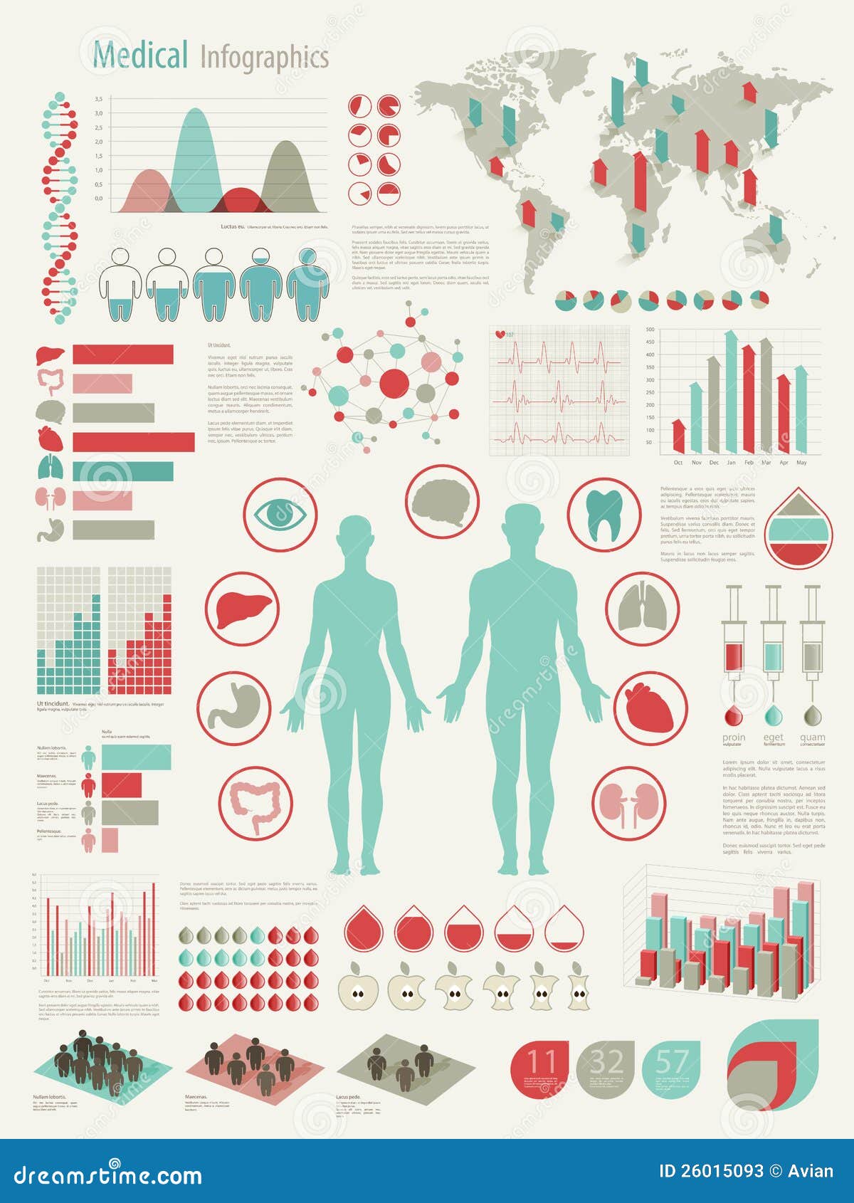 Medical Infographic Set with Charts Stock Vector - Illustration of ...