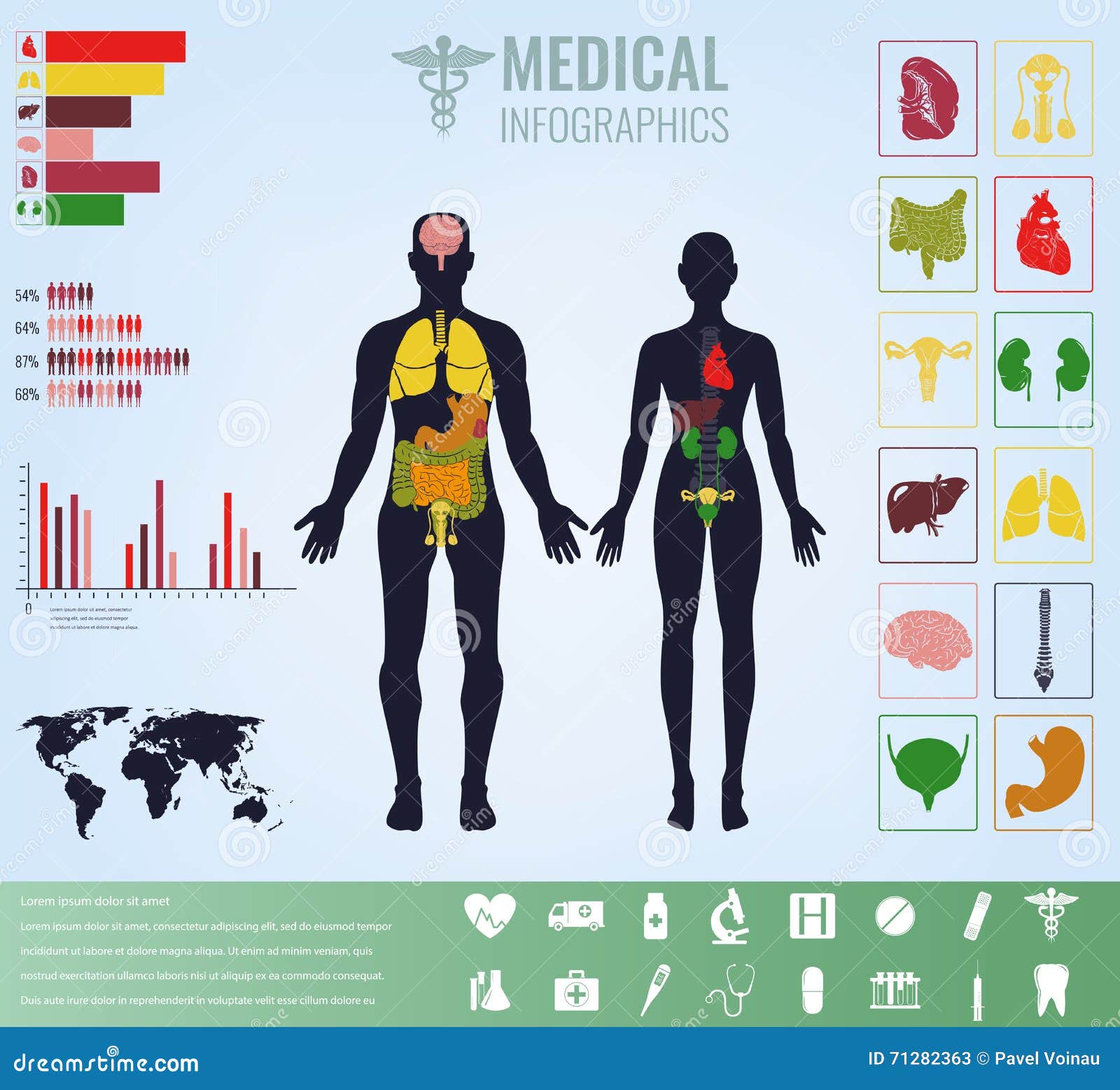 Medical Infographic Set with Charts and Other Elements. Vector Stock ...