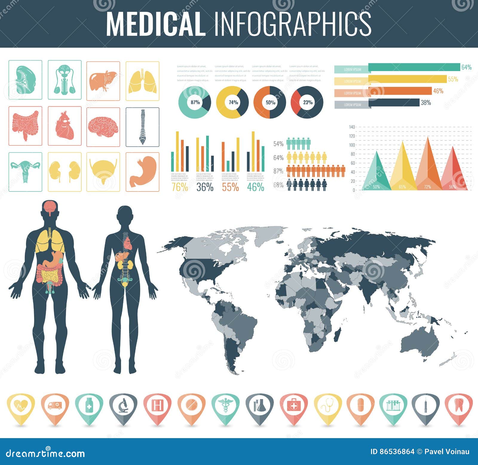 Medical Infographic Set with Charts and Other Elements. Vector ...