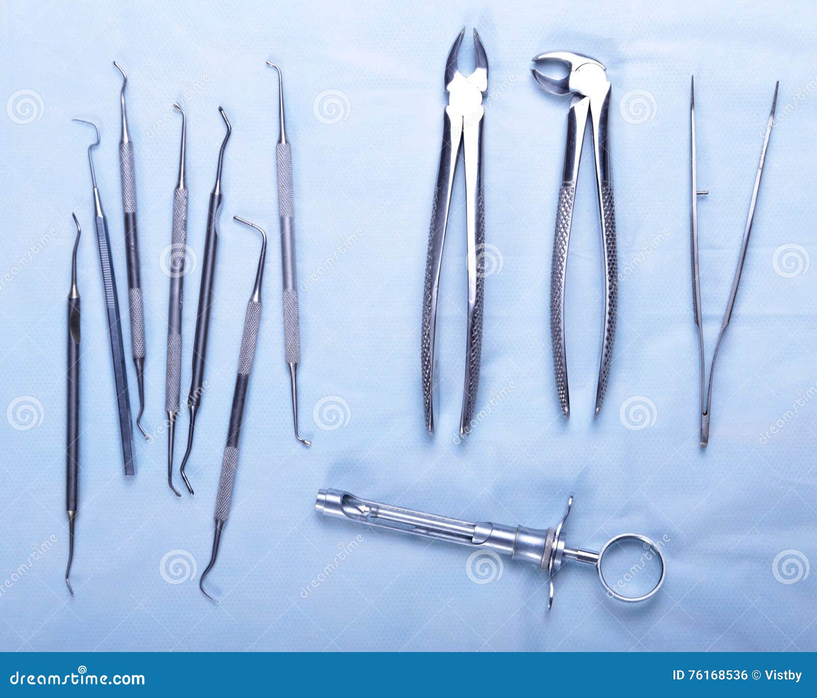 Medical Instruments for Doctor on Blue Table Stock Photo - Image of ...