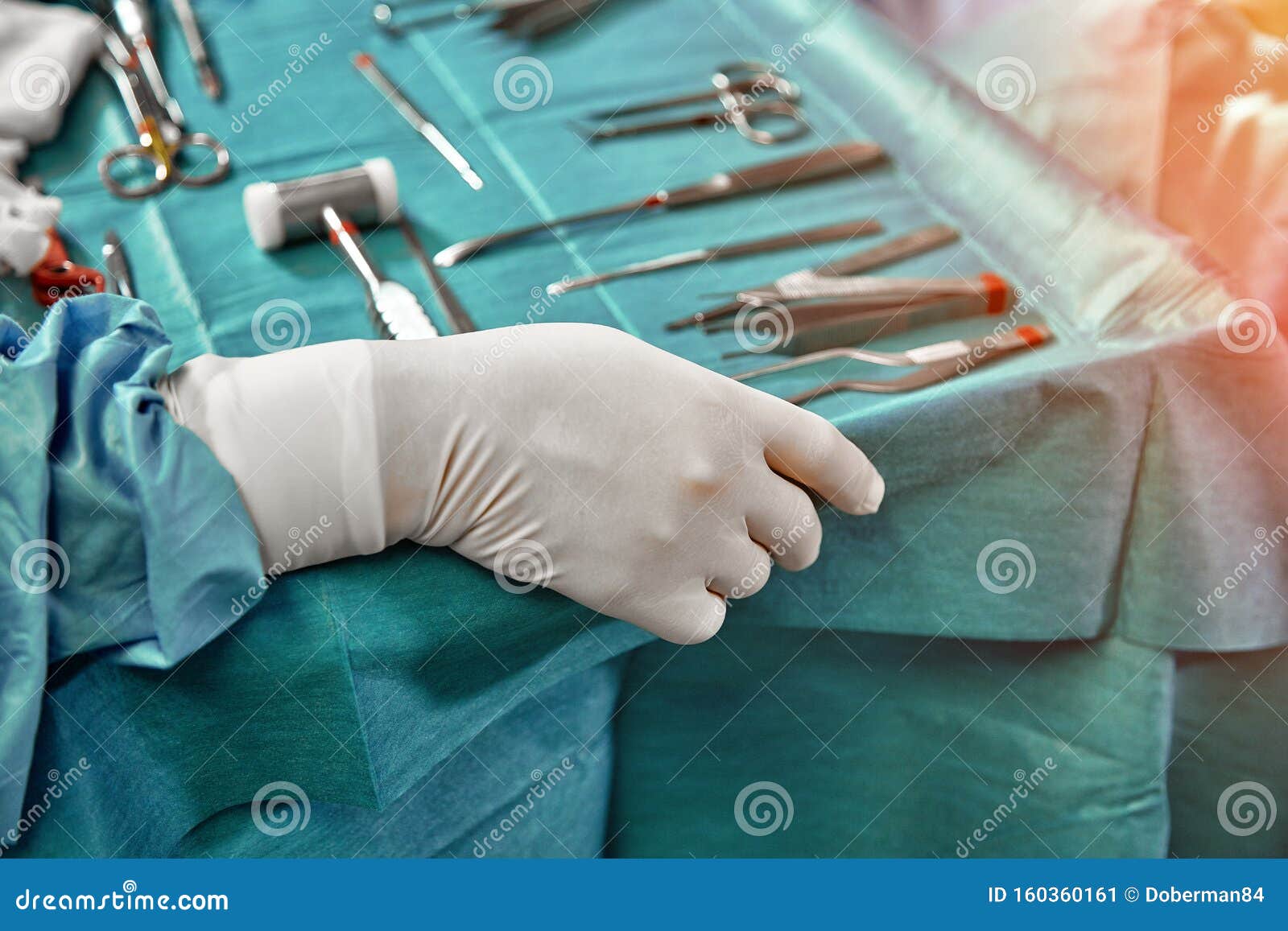Medical Instruments with Surgeons Hand in Operation Room Stock Image ...