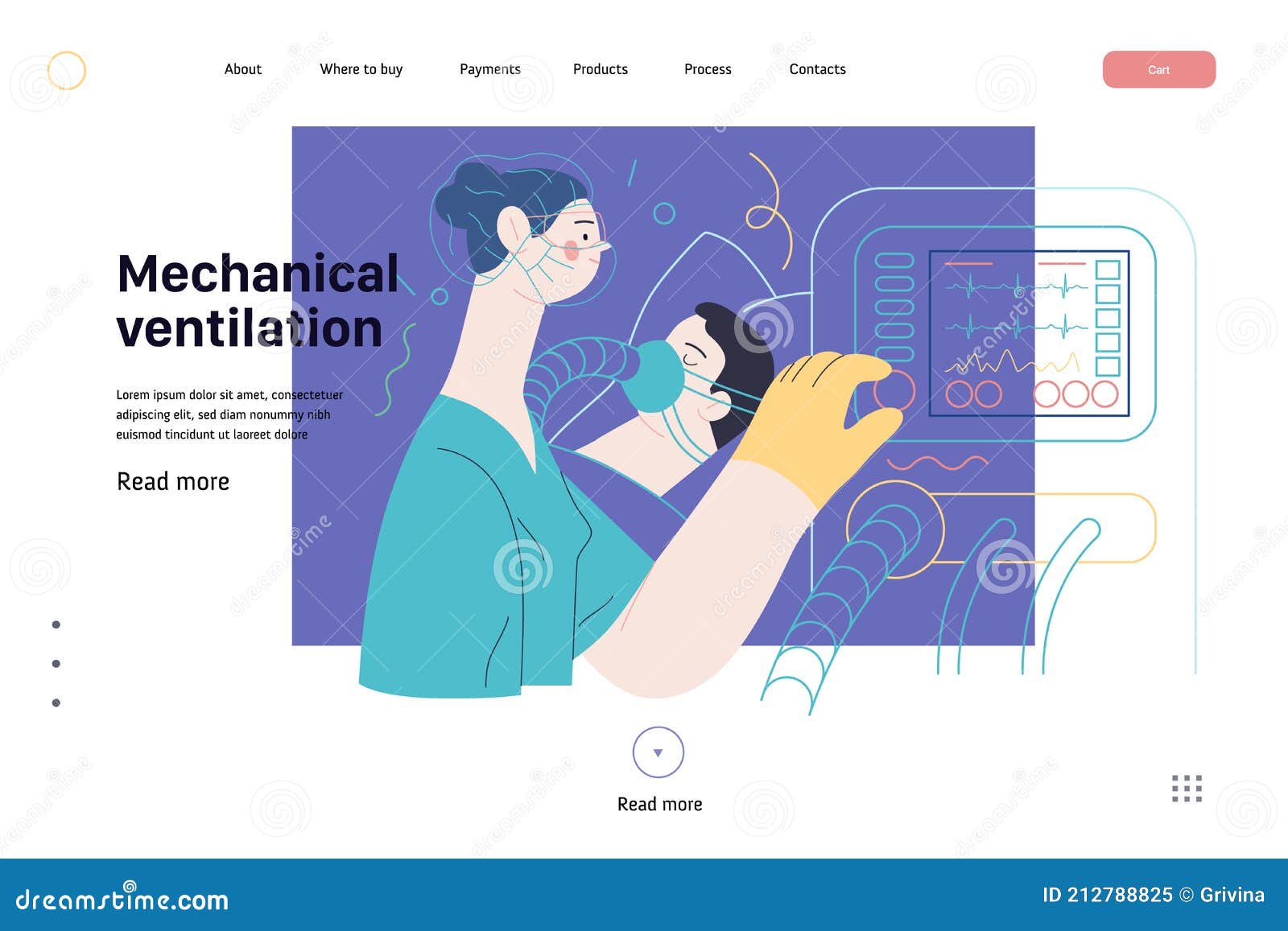 Ventilator And Tracheostomy Care Blue Gradient Concept Icon Cartoon ...