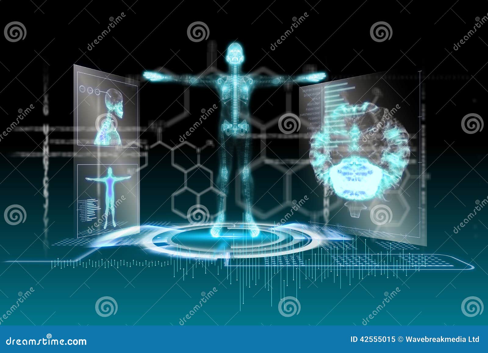 Medical Interface in Blue and Black Stock Illustration - Illustration ...