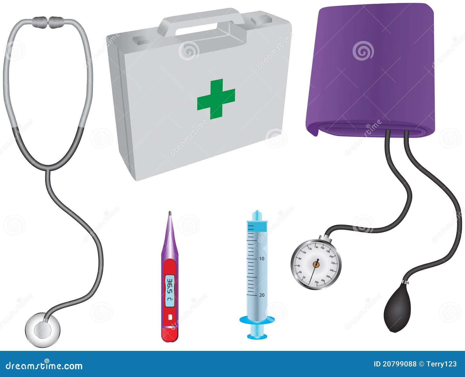 Medical items stock vector. Illustration of thermometer - 20799088