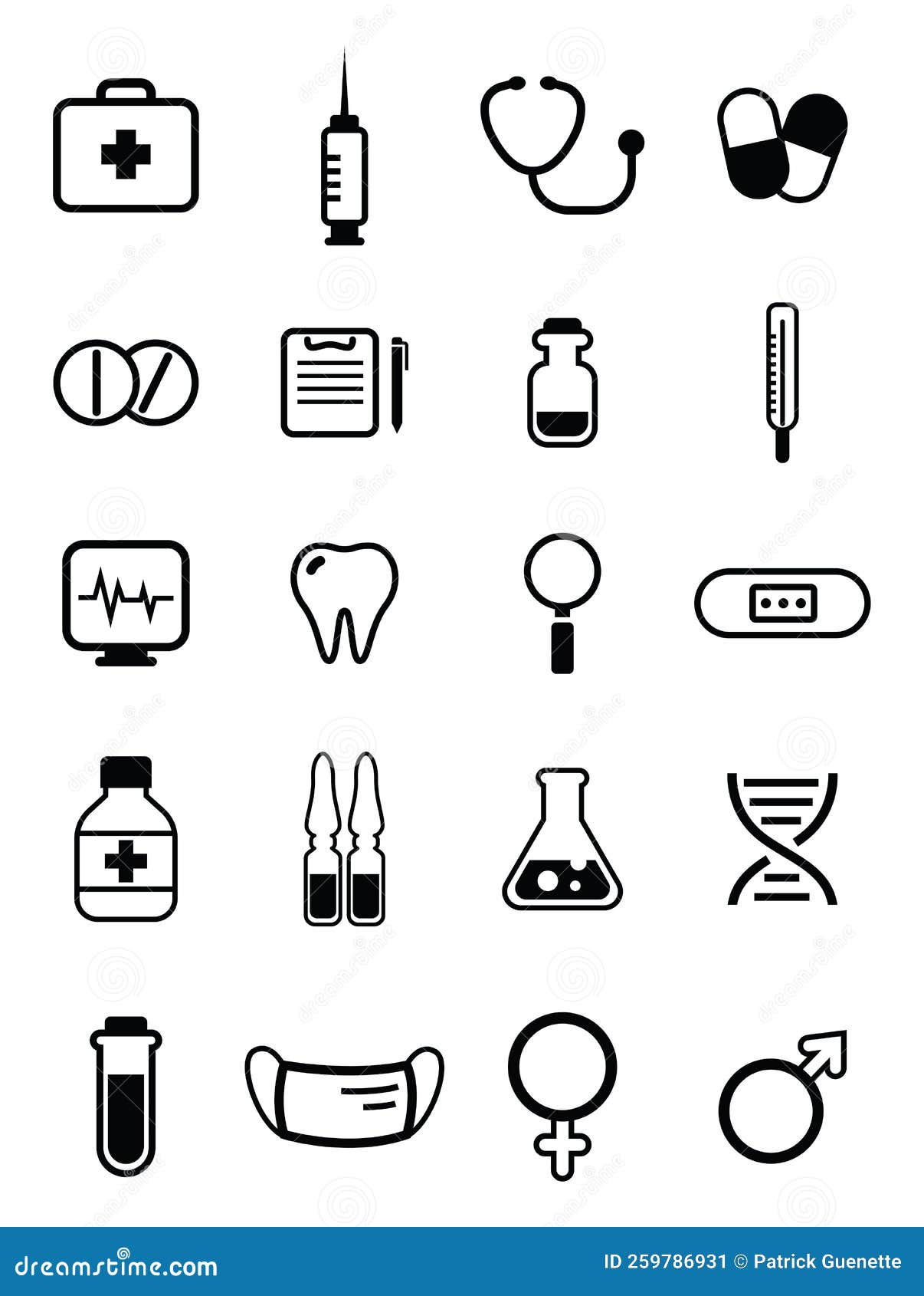 Medical kit, icon stock vector. Illustration of medical - 259786931