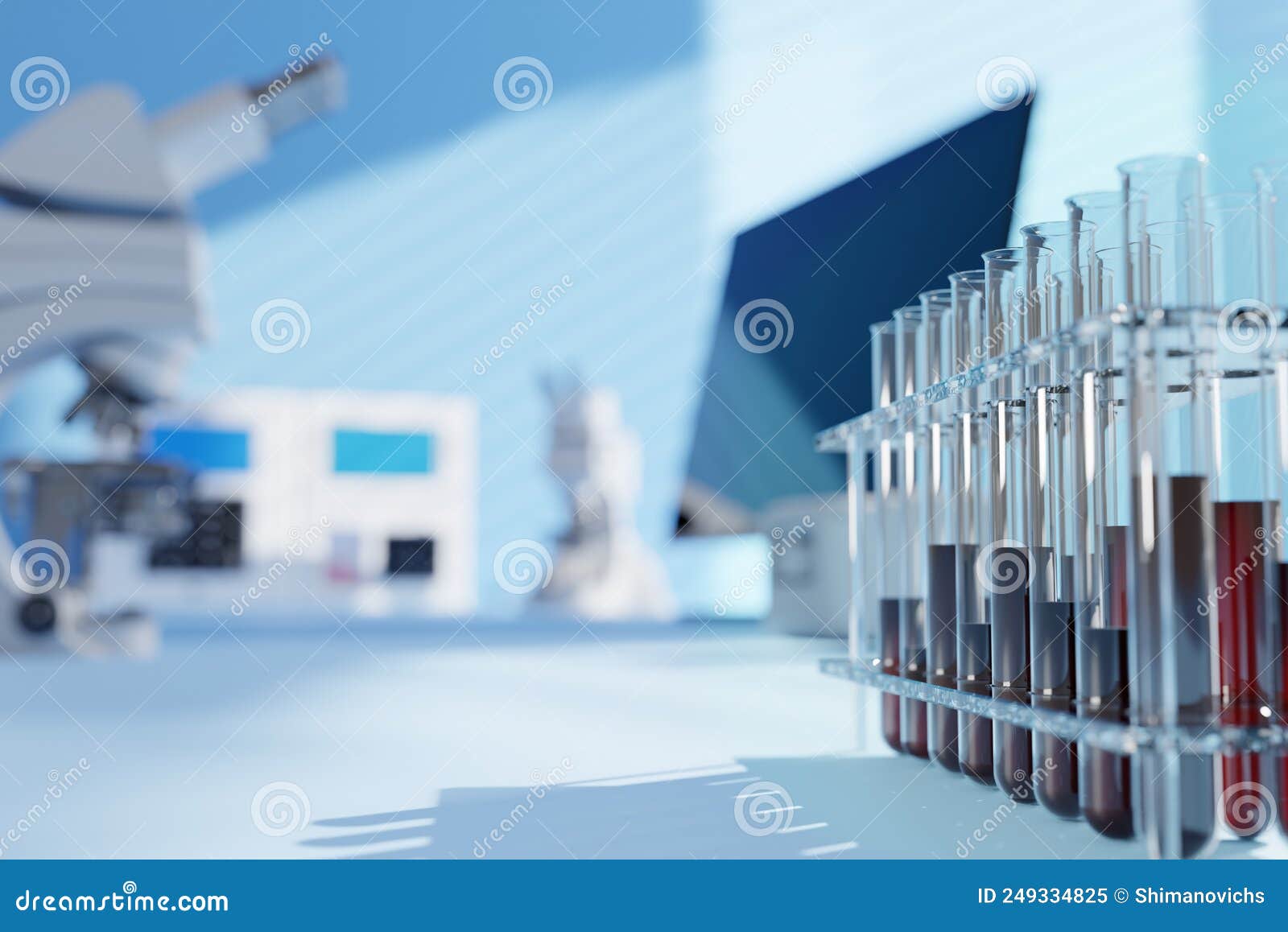 Medical Laboratory with Blood Samples in Test Tubes, Next To a ...