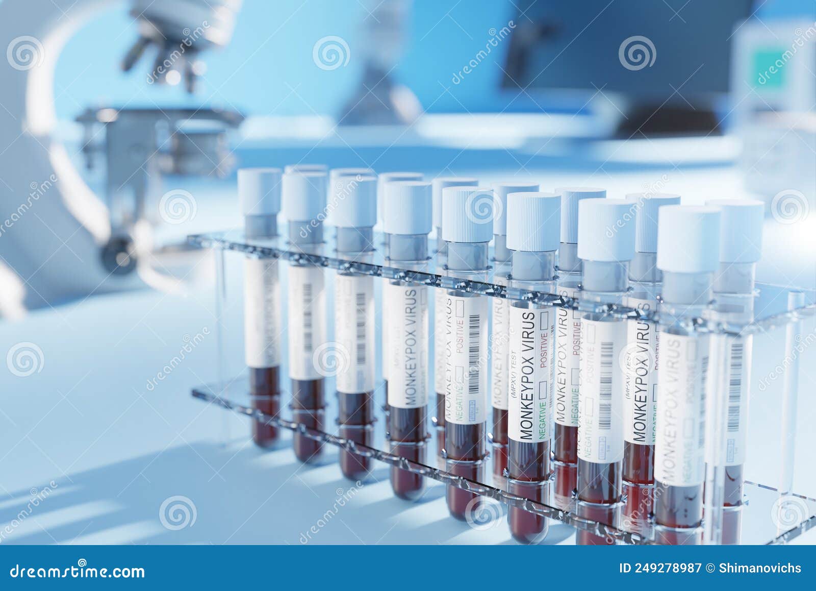 Medical Laboratory With Microscope, Biochemical Fluid Analyzer And ...