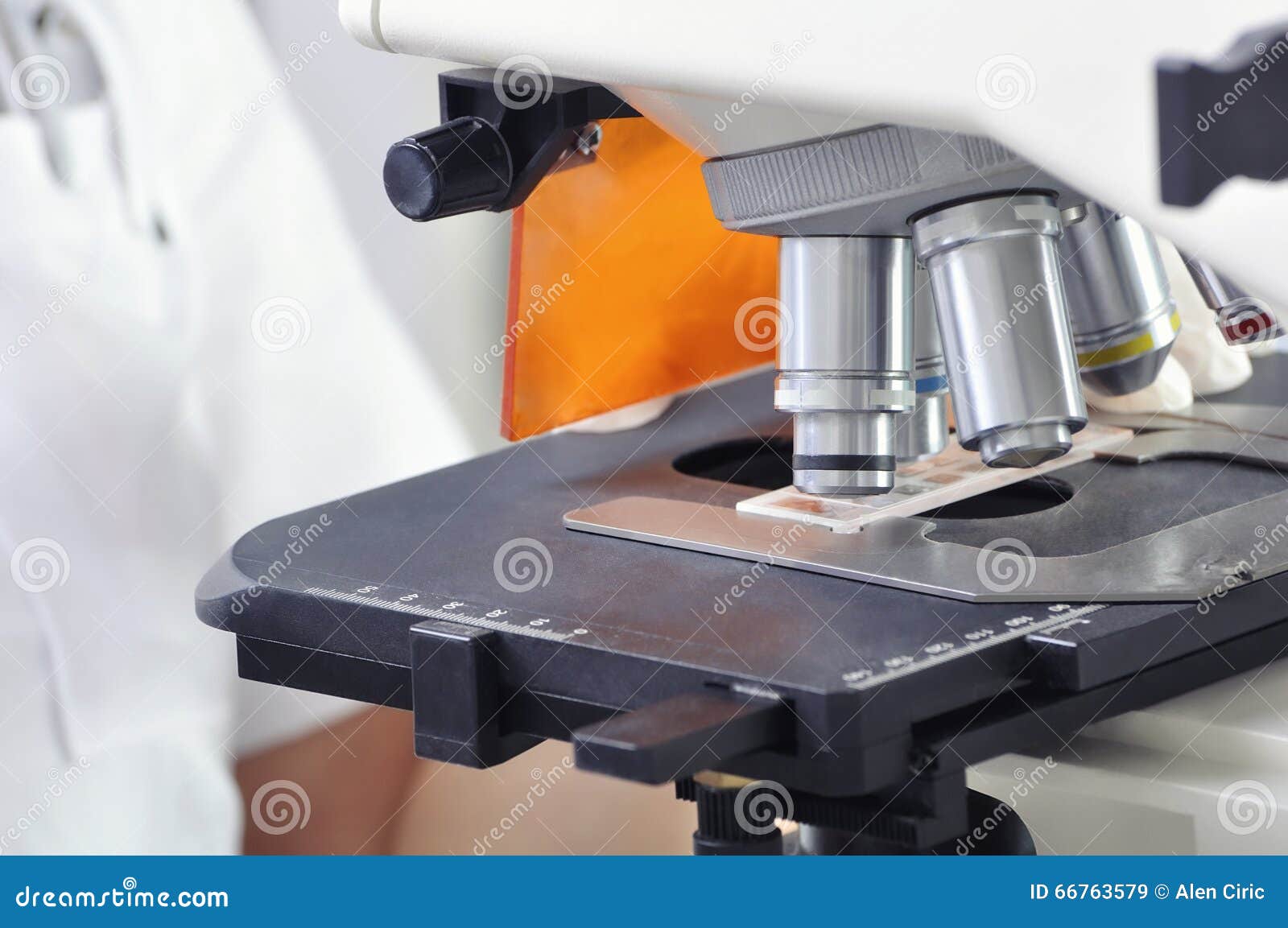 Medical Laboratory Microscope. Scientific Research Background. Stock ...