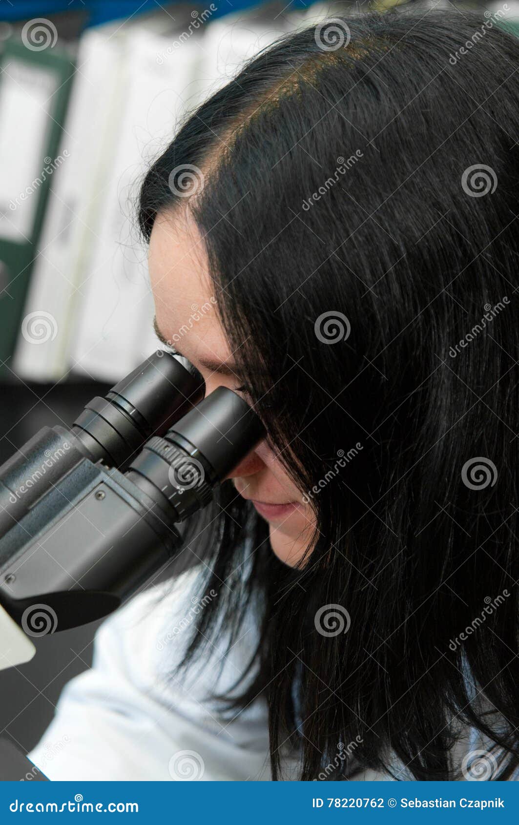 Medical Laboratory Worker with Microscope Stock Photo - Image of look ...