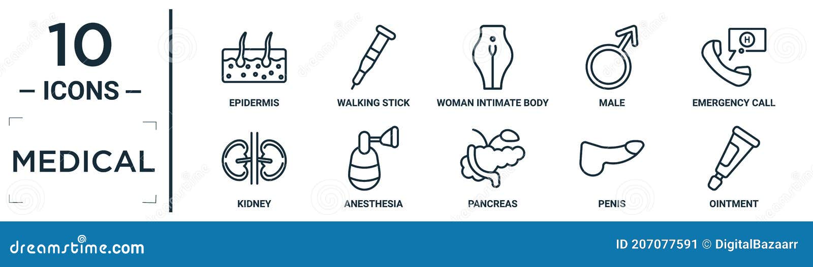 Medical Linear Icon Set. Includes Thin Line Epidermis, Woman Intimate ... Medical Linear Icon Set. Includes Thin Line Epidermis, Woman Intimate ...