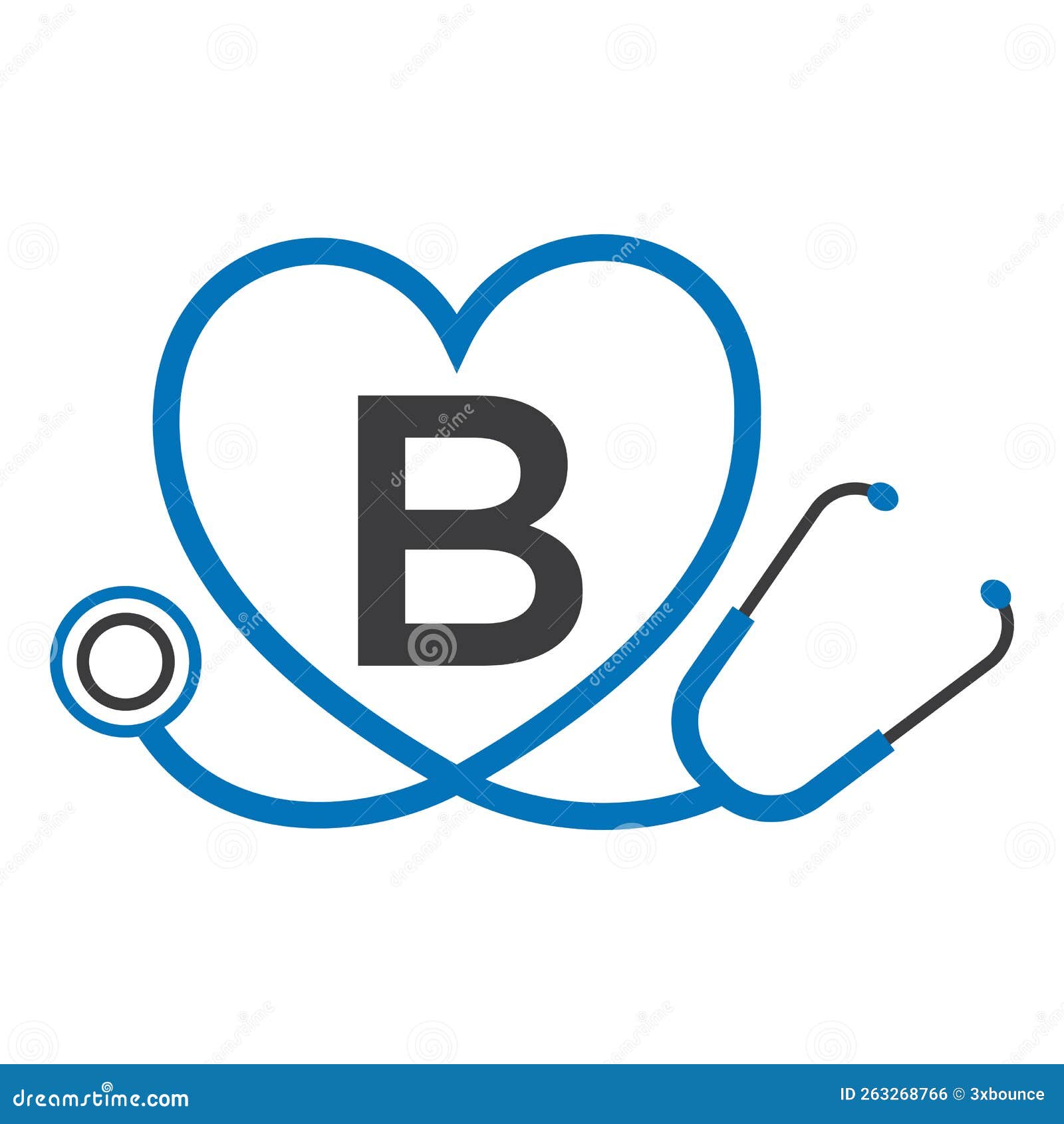 Medical Logo on Letter B Template. Doctors Logo with Stethoscope Sign ...