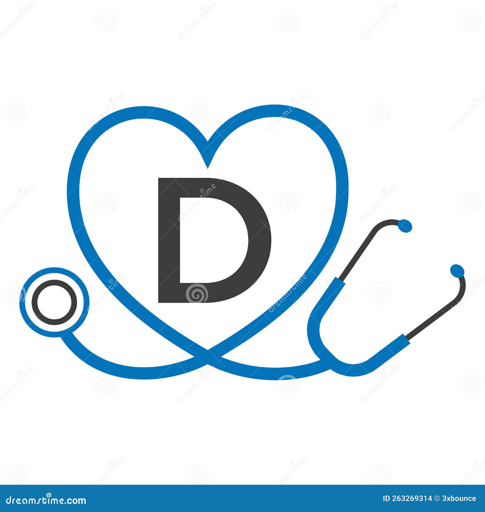 Medical Logo on Letter D Template. Doctors Logo with Stethoscope Sign ...