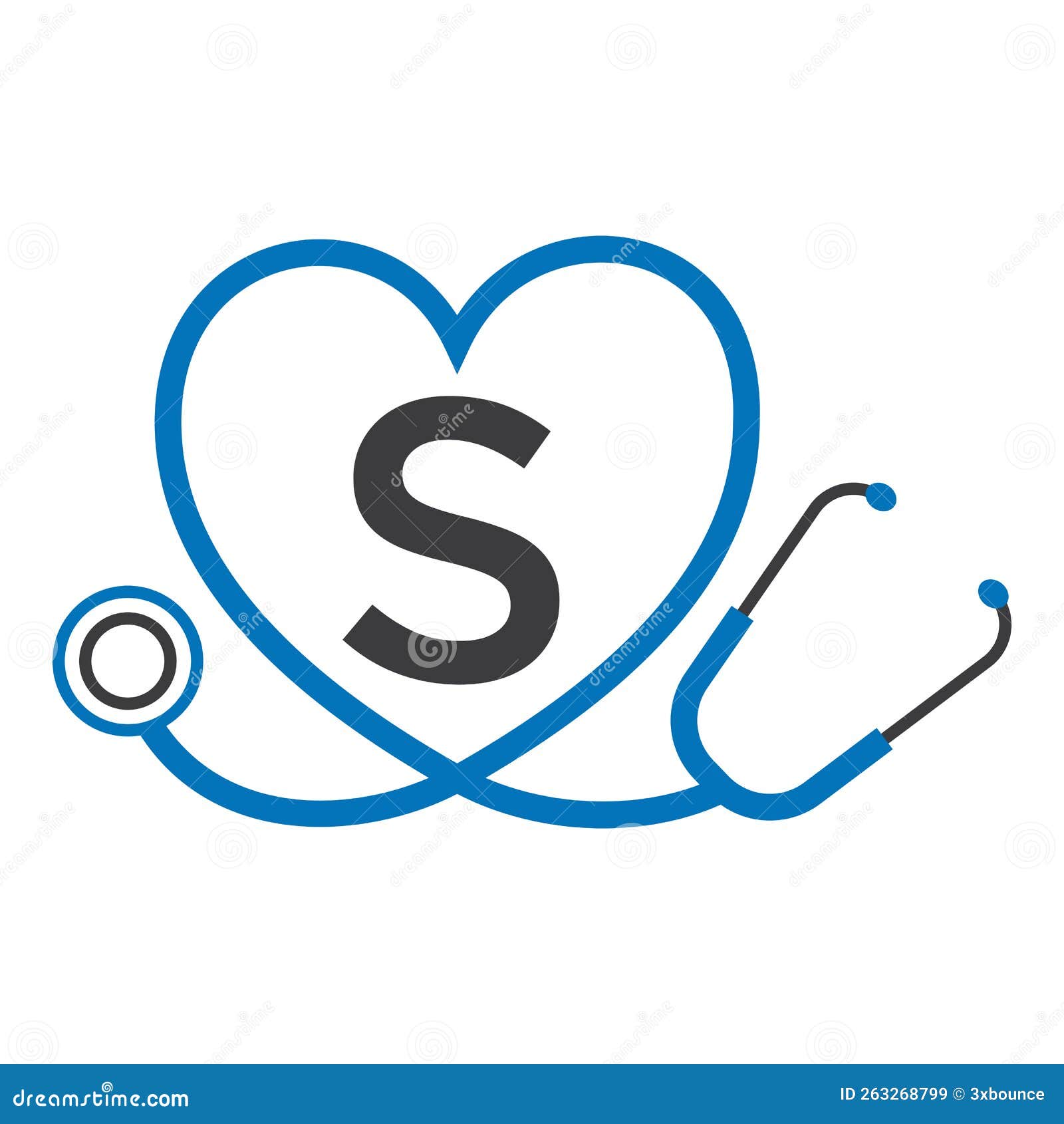 Medical Logo on Letter S Template. Doctors Logo with Stethoscope Sign ...