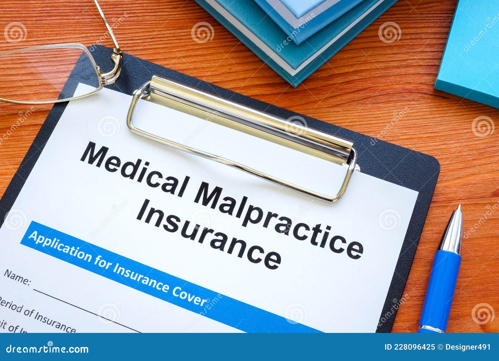 The Medical Malpractice Insurance Application and Clipboard. Stock ...