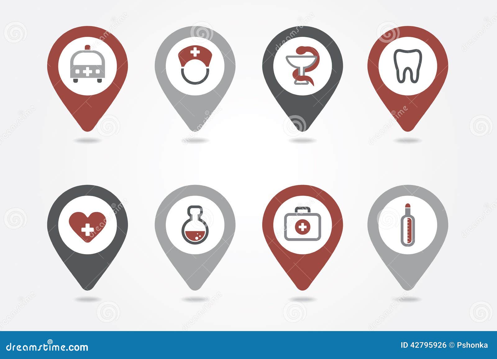 Medical mapping pins icons stock vector. Illustration of smooth - 42795926